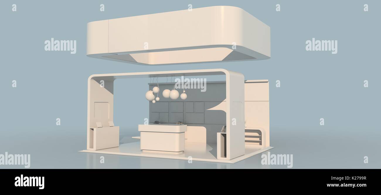 3d rendering of a white exhibition design Stock Photo - Alamy