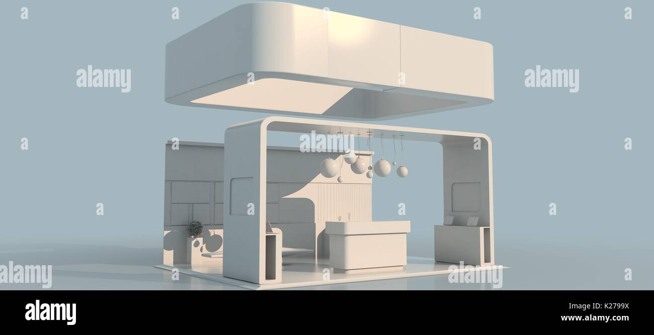 3d rendering of a white exhibition design Stock Photo - Alamy