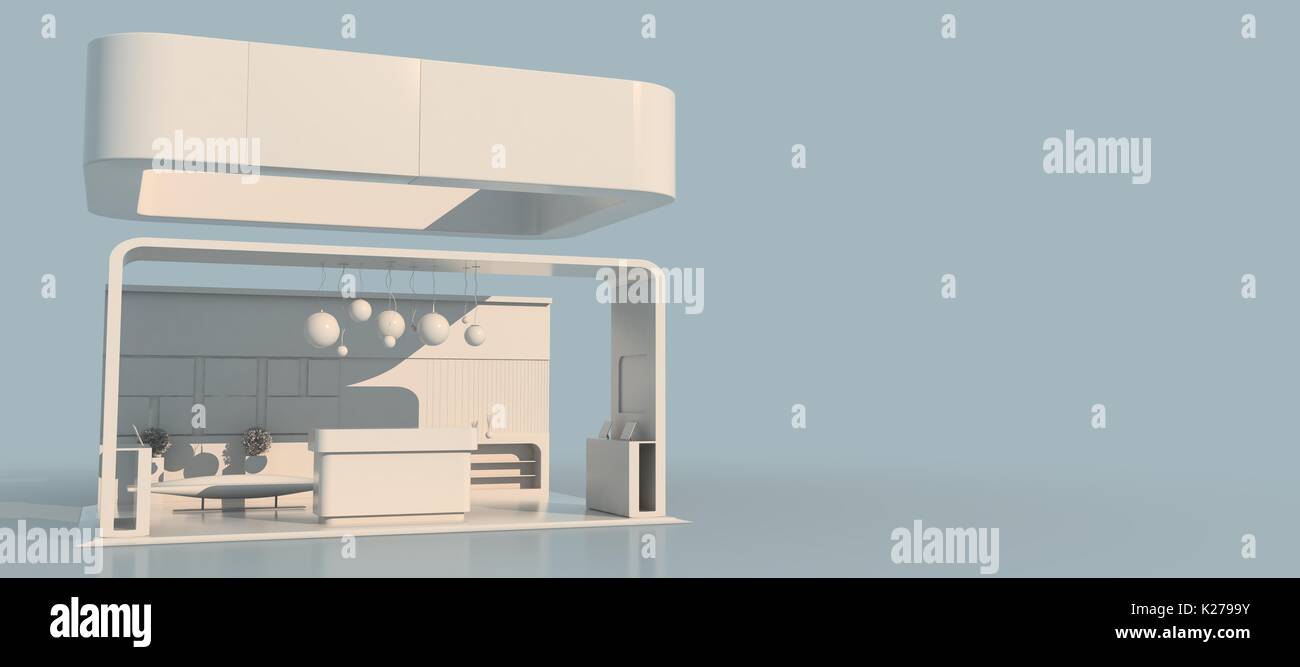 3d rendering of a white exhibition design Stock Photo - Alamy