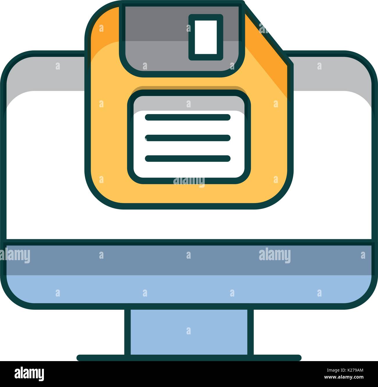 computer with floppy disk isolated icon Stock Vector Image & Art - Alamy
