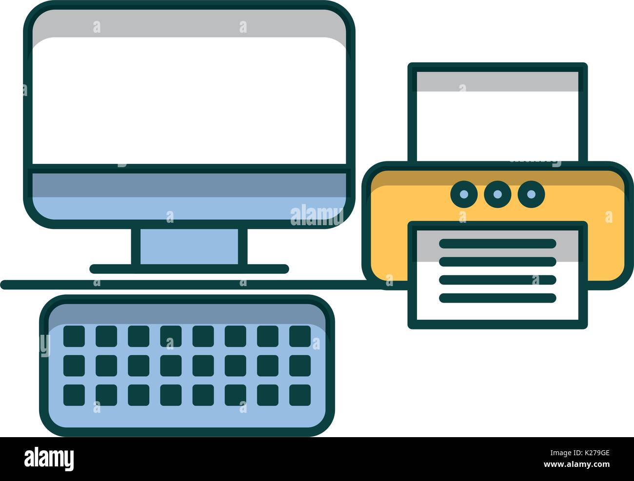 office printer with computer Stock Vector Image & Art - Alamy