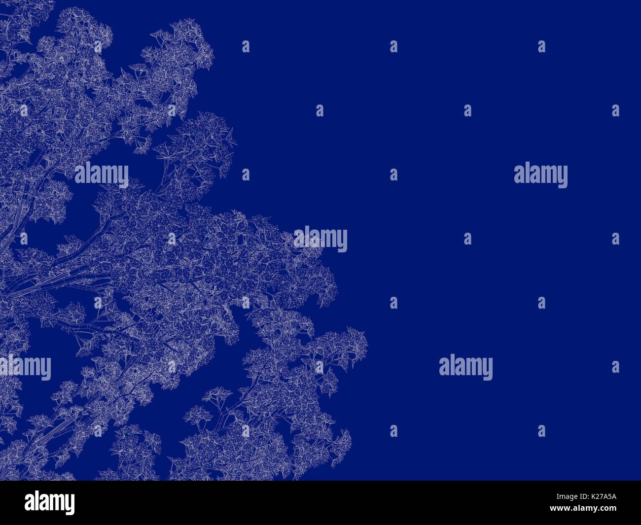 3d rendering of an outlined tree blueprint isolated on blue background ...