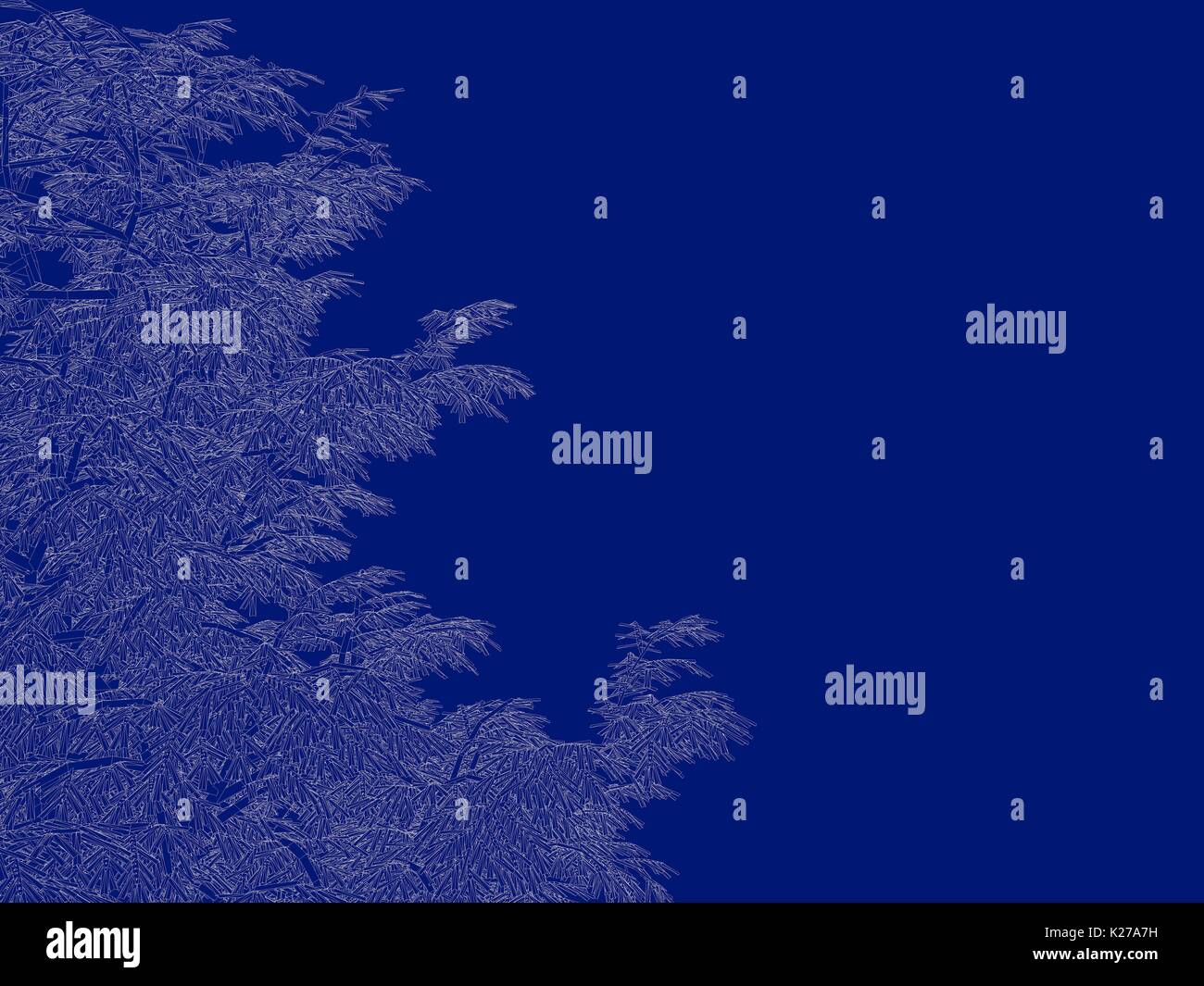 3d rendering of an outlined tree blueprint isolated on blue background ...