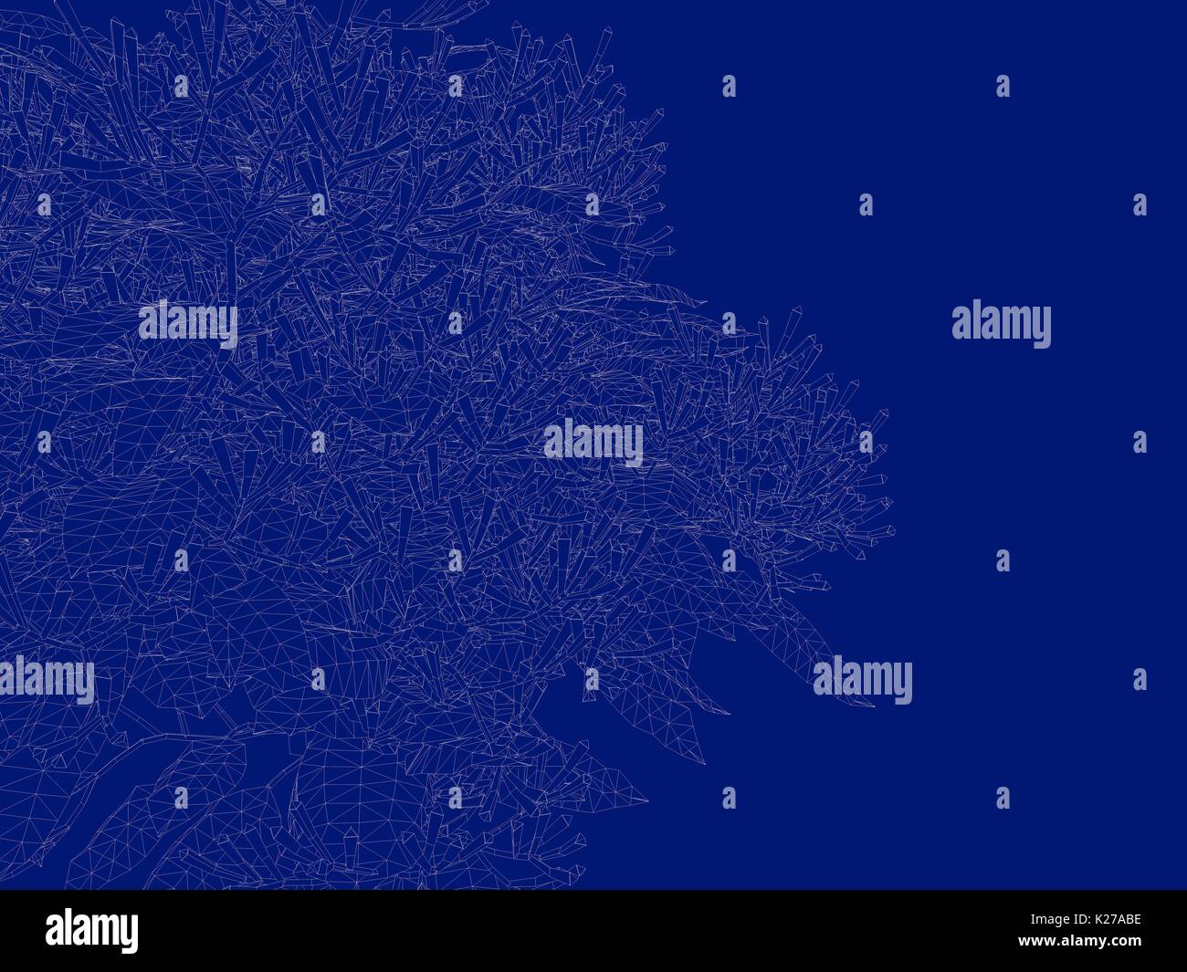 3d rendering of an outlined tree blueprint isolated on blue background ...