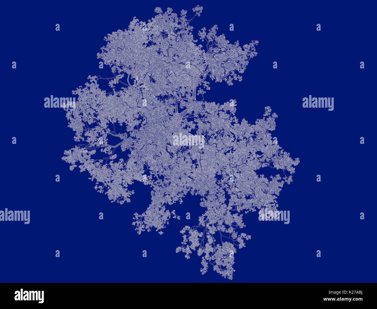 3d rendering of an outlined tree blueprint isolated on blue background ...