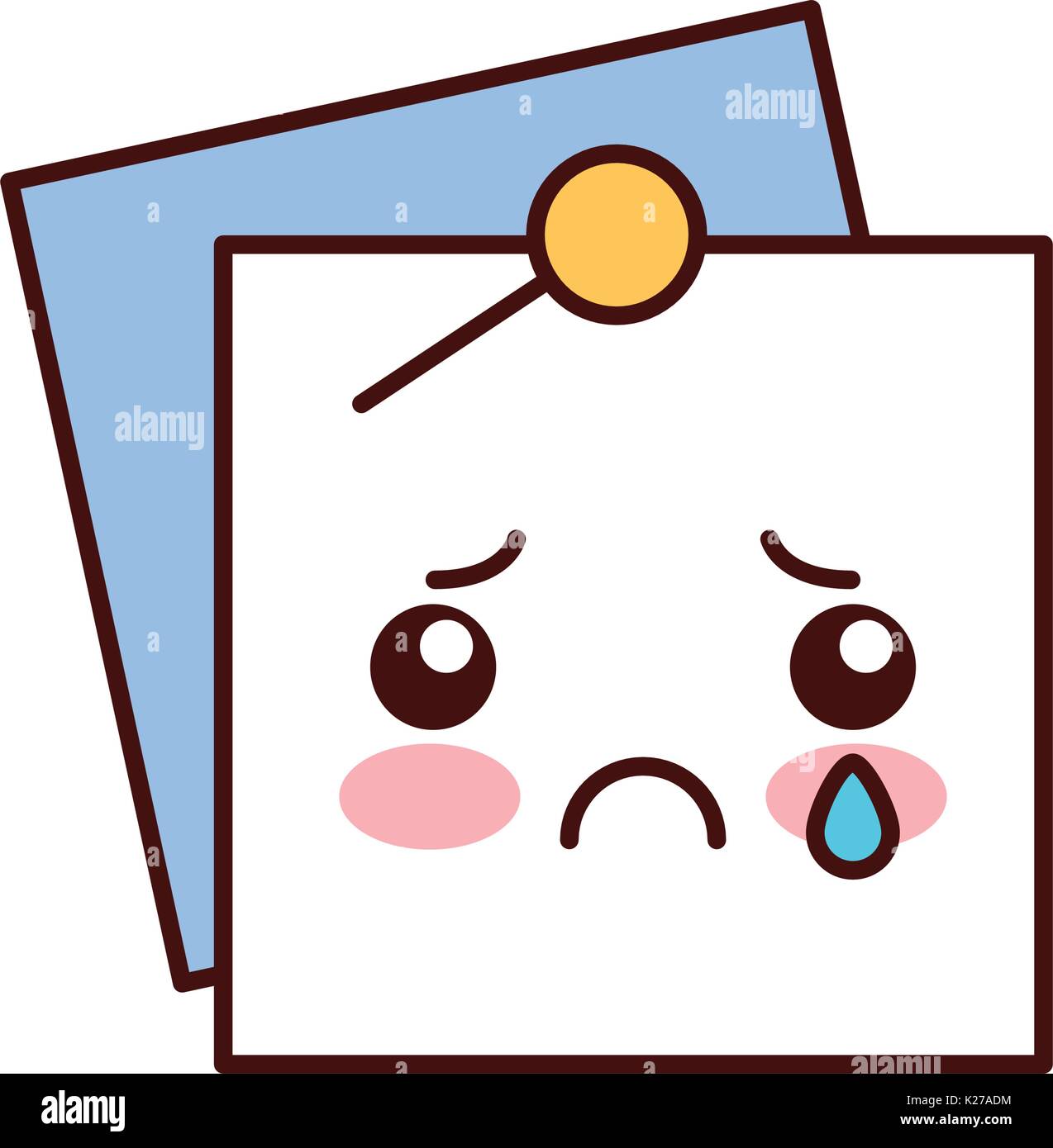 reminder notes with metal pin kawaii character Stock Vector Image & Art ...