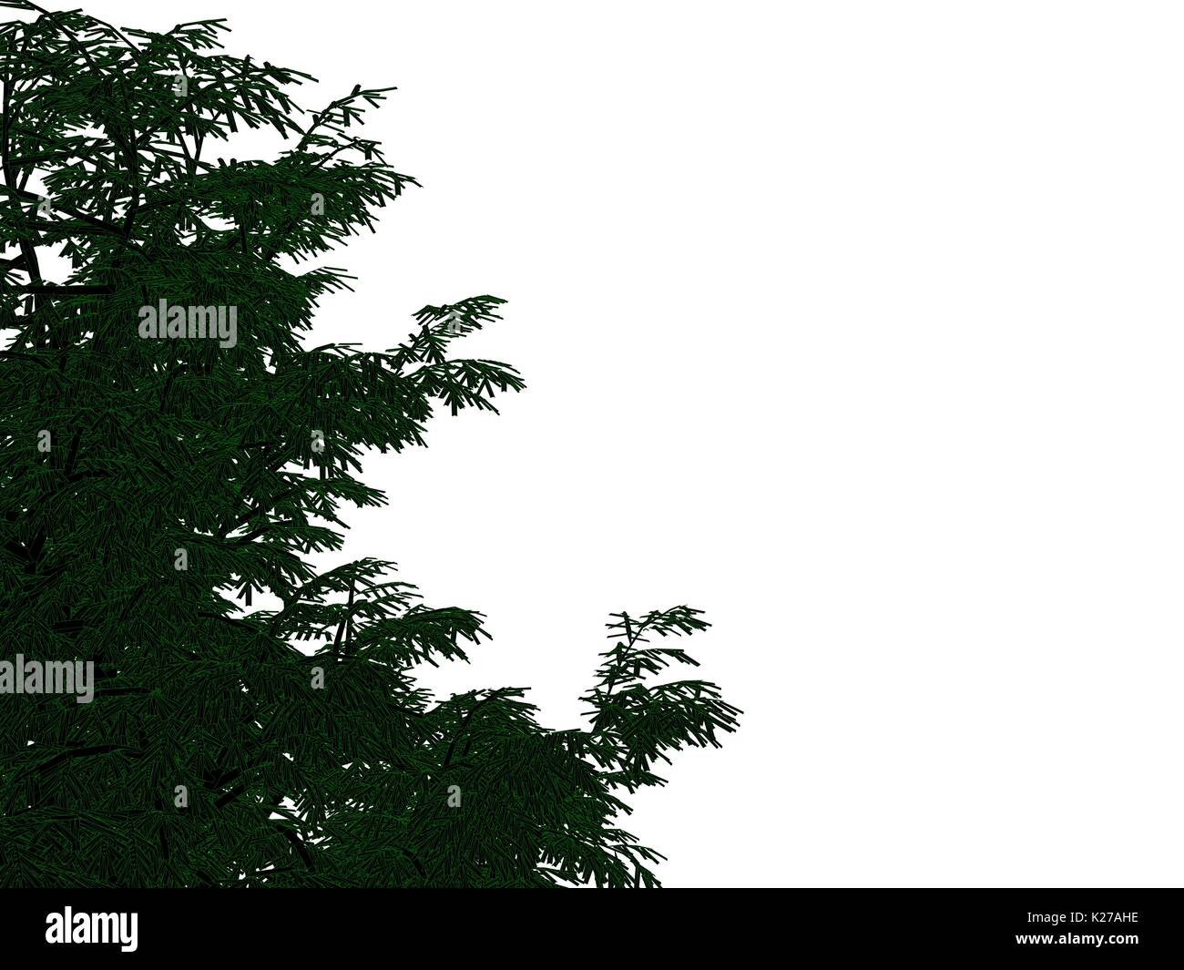 3d rendering of an outlined black tree with green edges isolated on ...