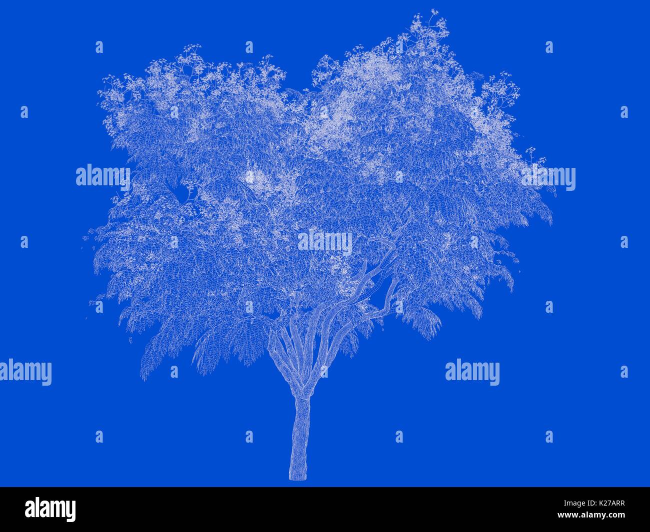 3d rendering of an outlined black tree with green edges isolated on ...