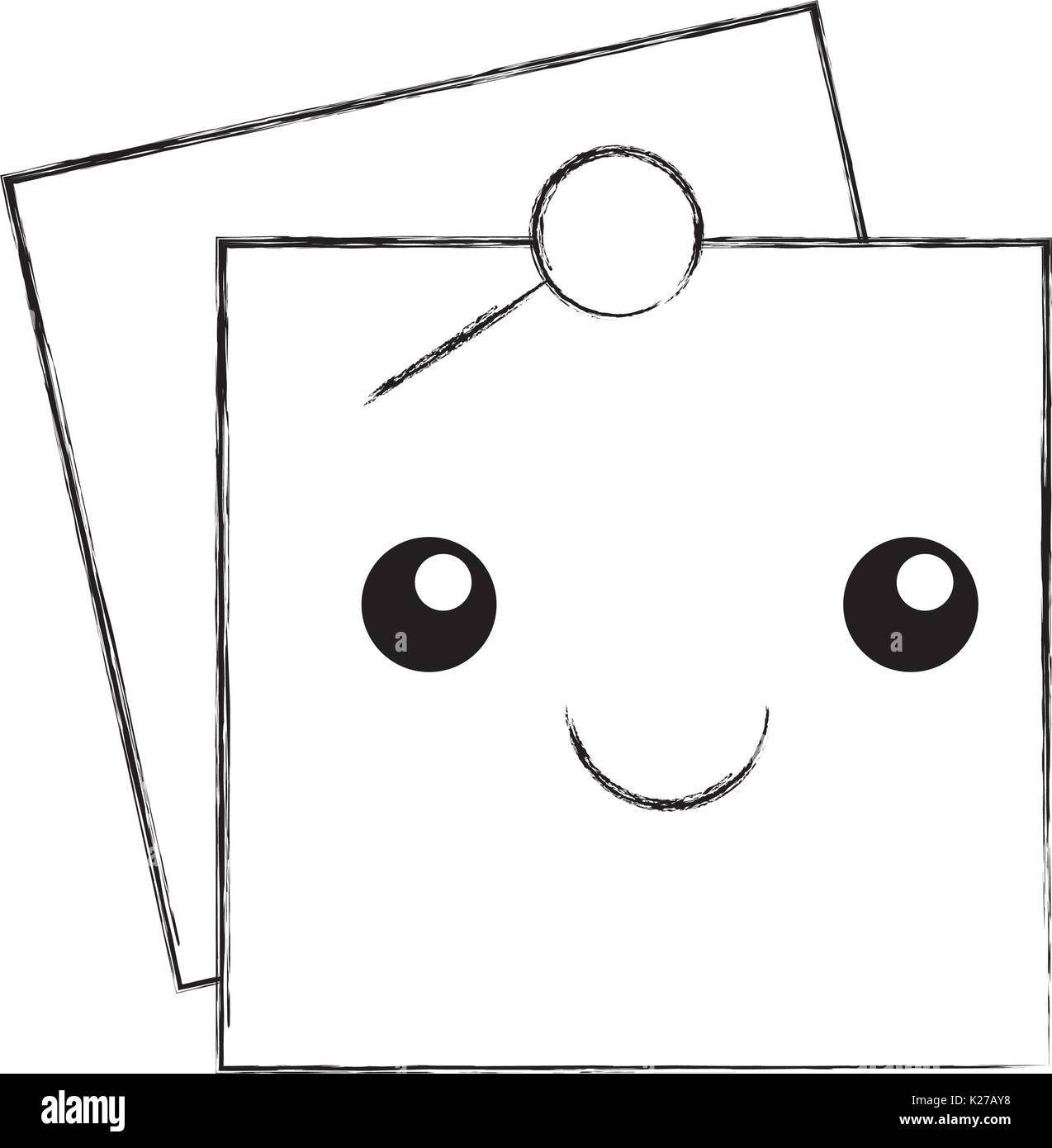 reminder notes with metal pin kawaii character Stock Vector Image & Art ...