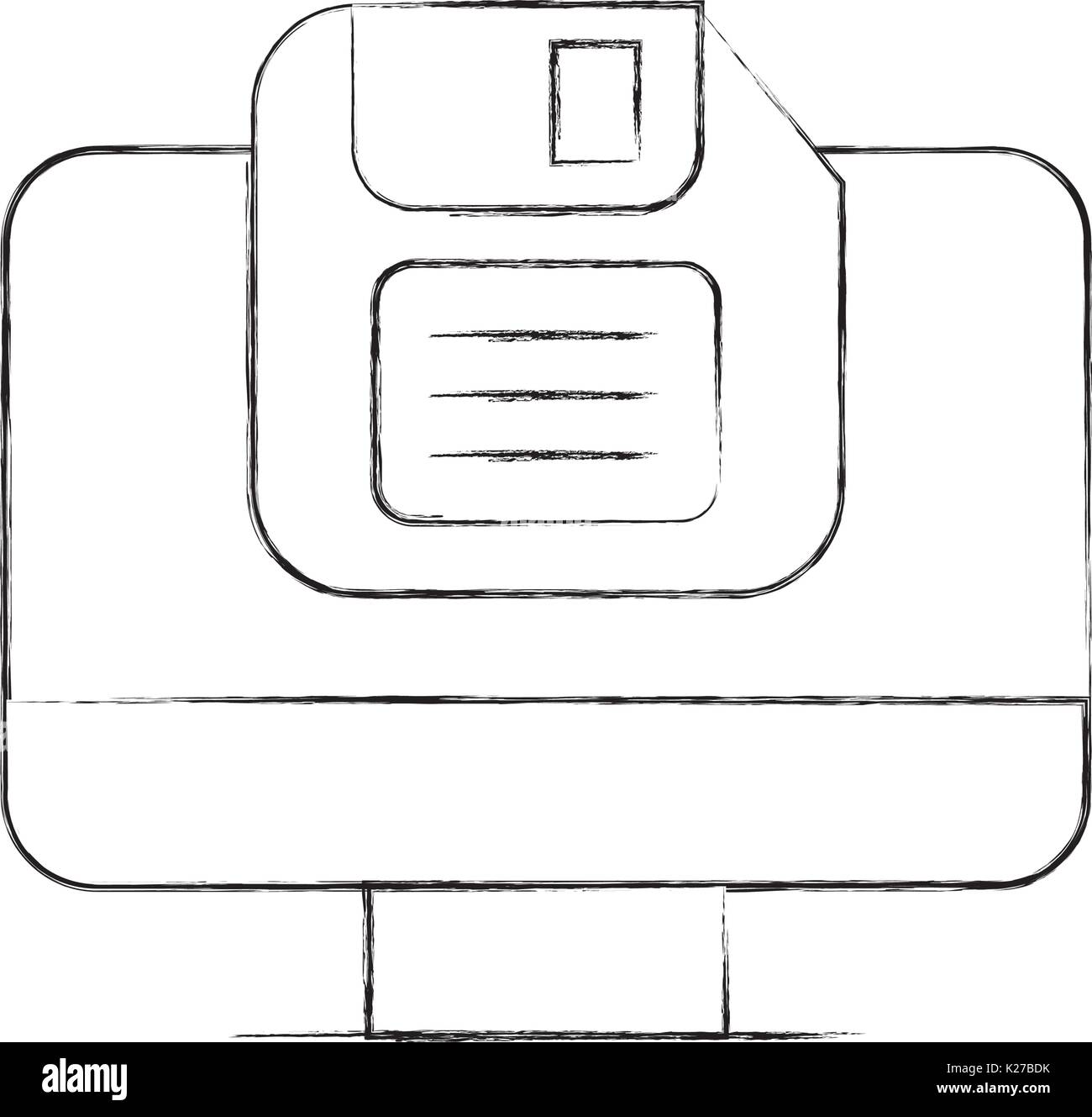 computer with floppy disk isolated icon Stock Vector Image & Art - Alamy