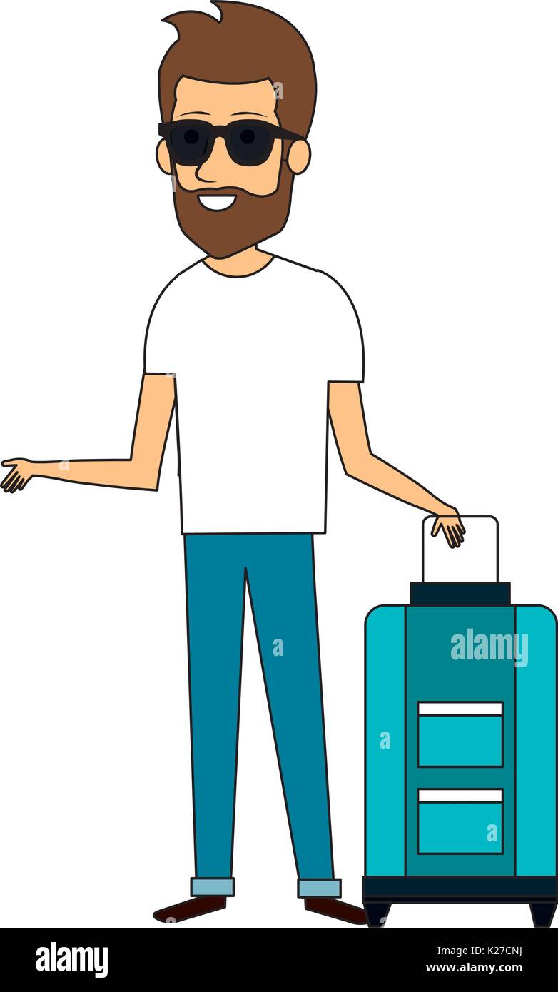 man with suitcase character vector illustration design Stock Vector ...