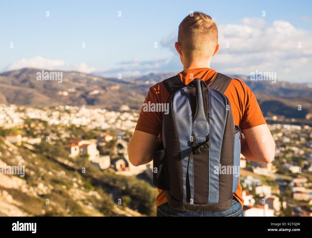 Hiker walks alone. Travel and adventures concept Stock Photo - Alamy