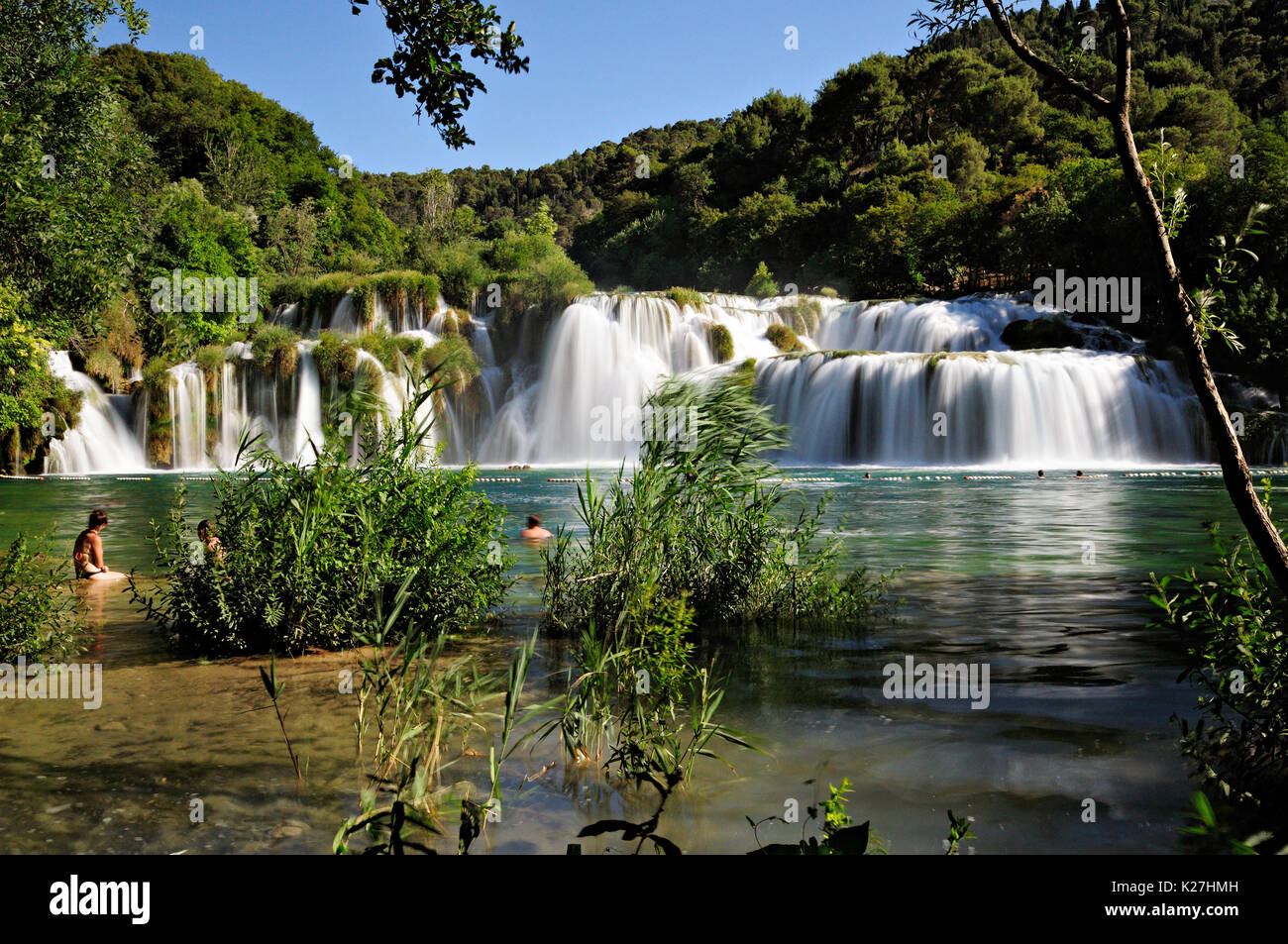 Lush greenery and waterfalls in Krka National Park, Croatia Stock Photo ...