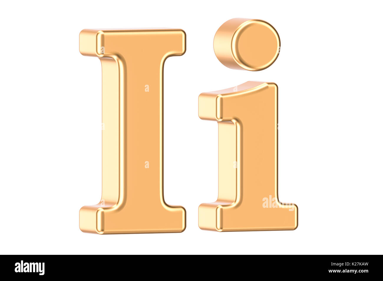 English golden letter I, 3D rendering isolated on white background ...
