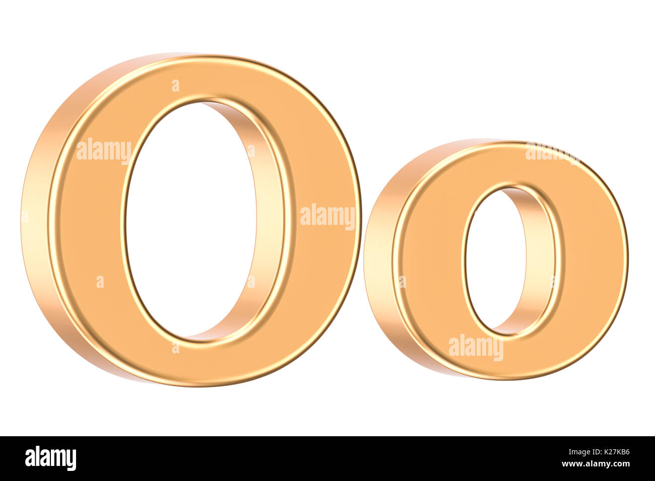 English golden letter O, 3D rendering isolated on white background ...