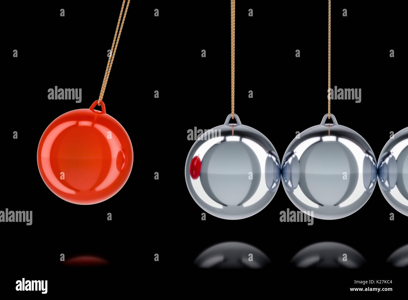 Newton's cradle, pendulum. 3D rendering isolated on black background ...