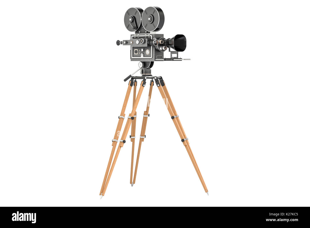 Old movie camera, closeup. 3D rendering isolated on white background ...