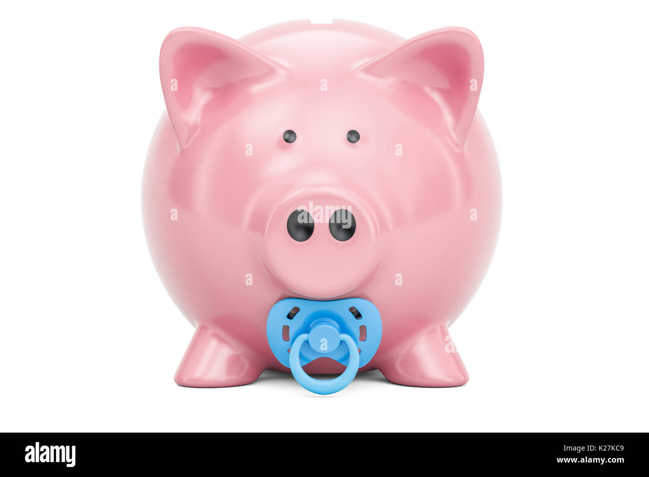 Piggy bank with pacifier, baby fund concept. 3D rendering isolated on ...