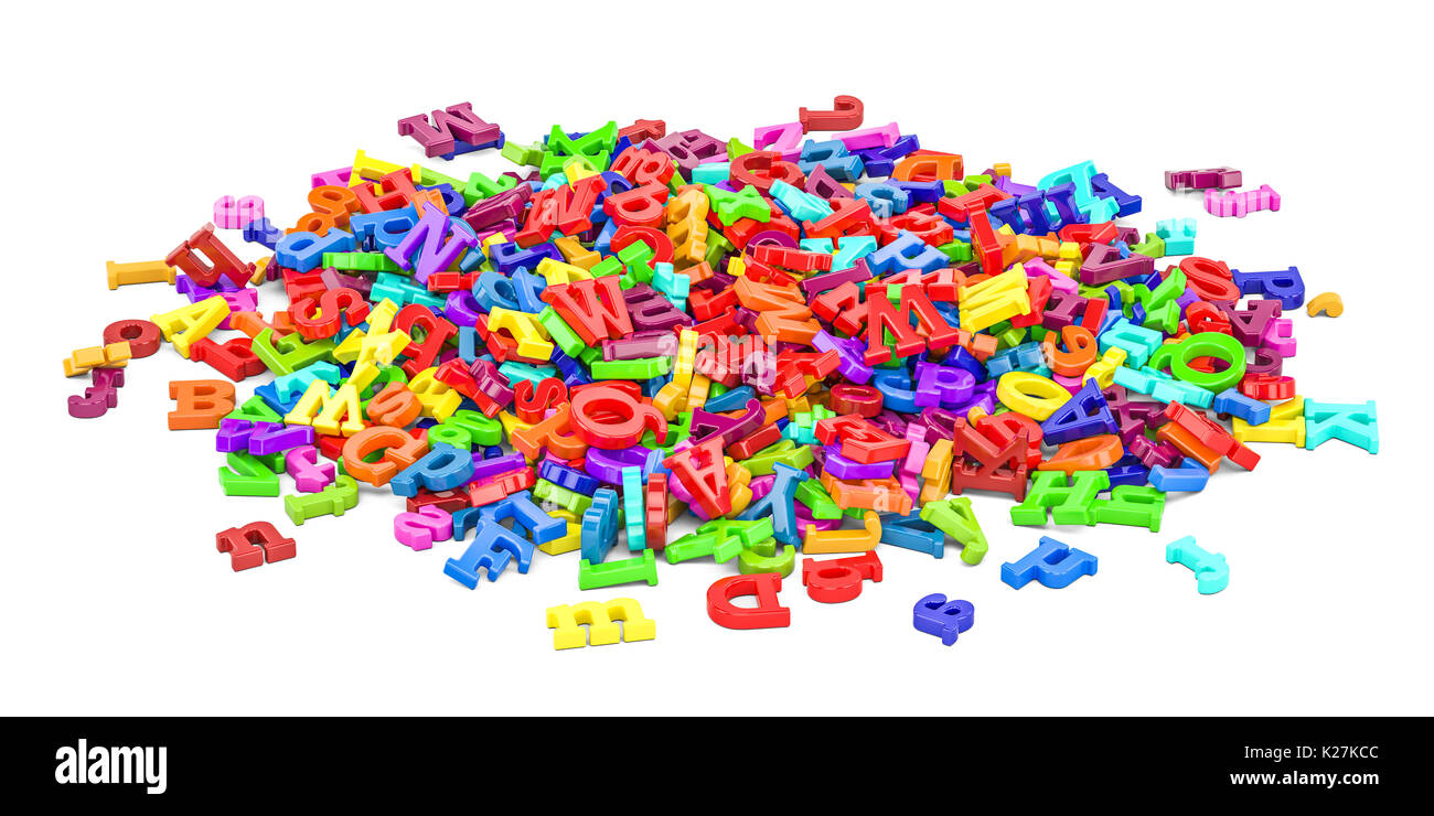 Pile of colored letters, 3D rendering isolated on white background ...