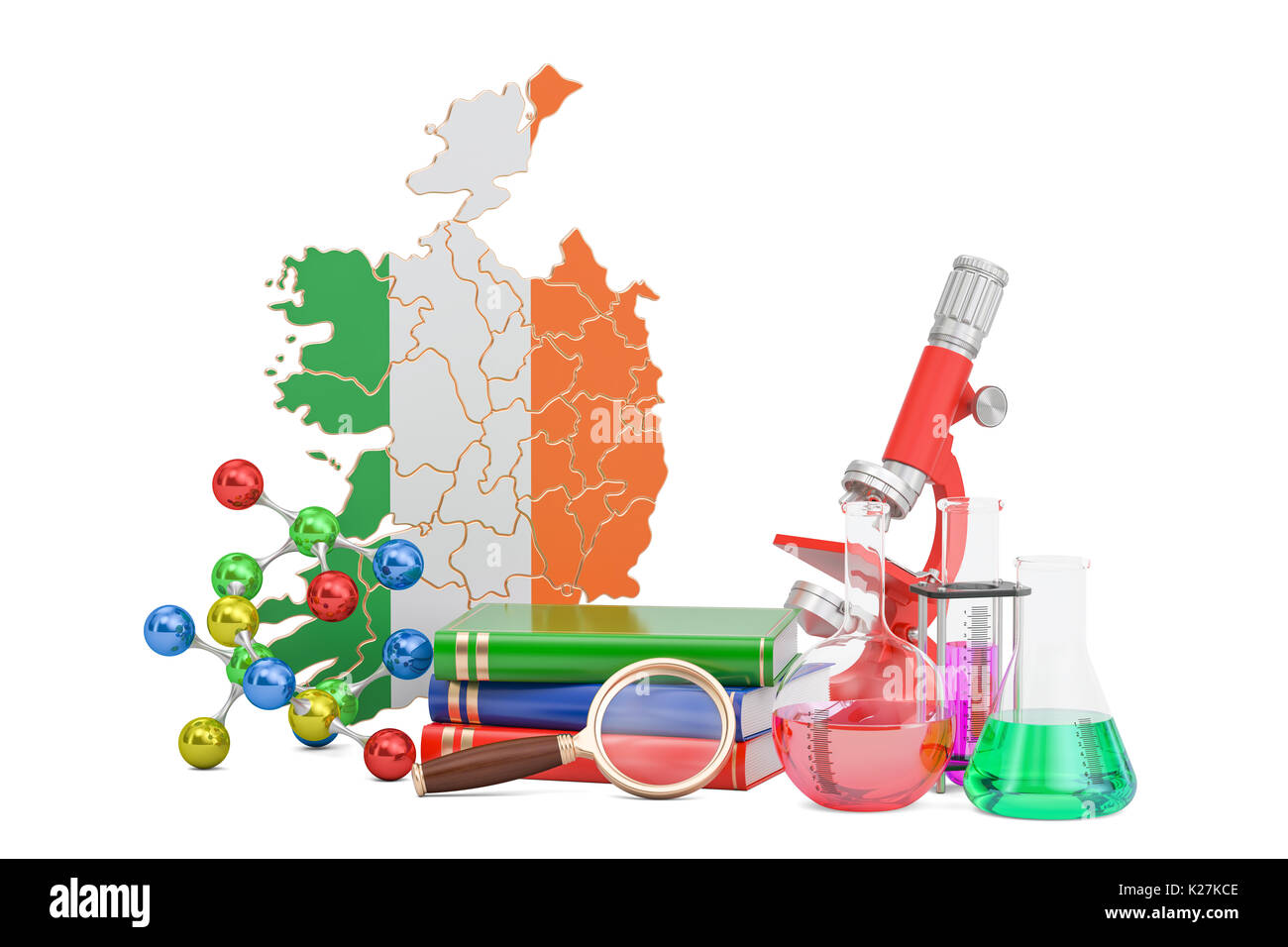 Scientific research in Ireland concept, 3D rendering isolated on white ...