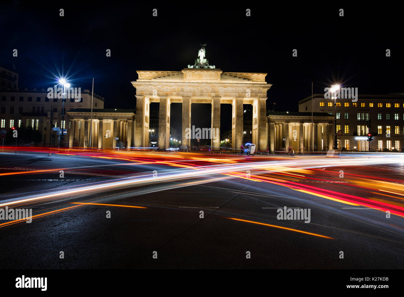 Brandenburg Gate at Night, Berlin, Germany - 9th August 2017 Stock ...