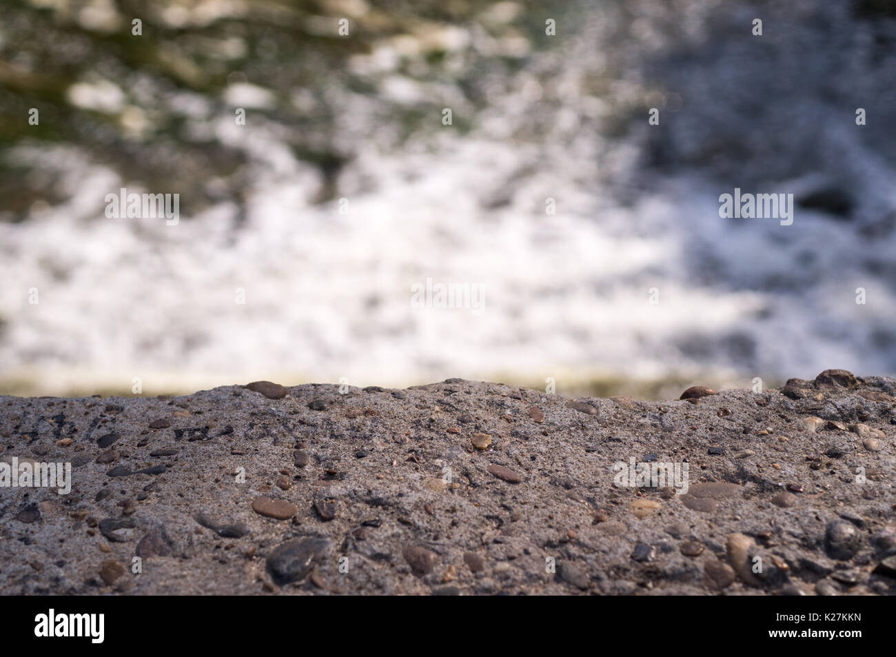 stone table on the waterfall background. nature Stock Photo - Alamy