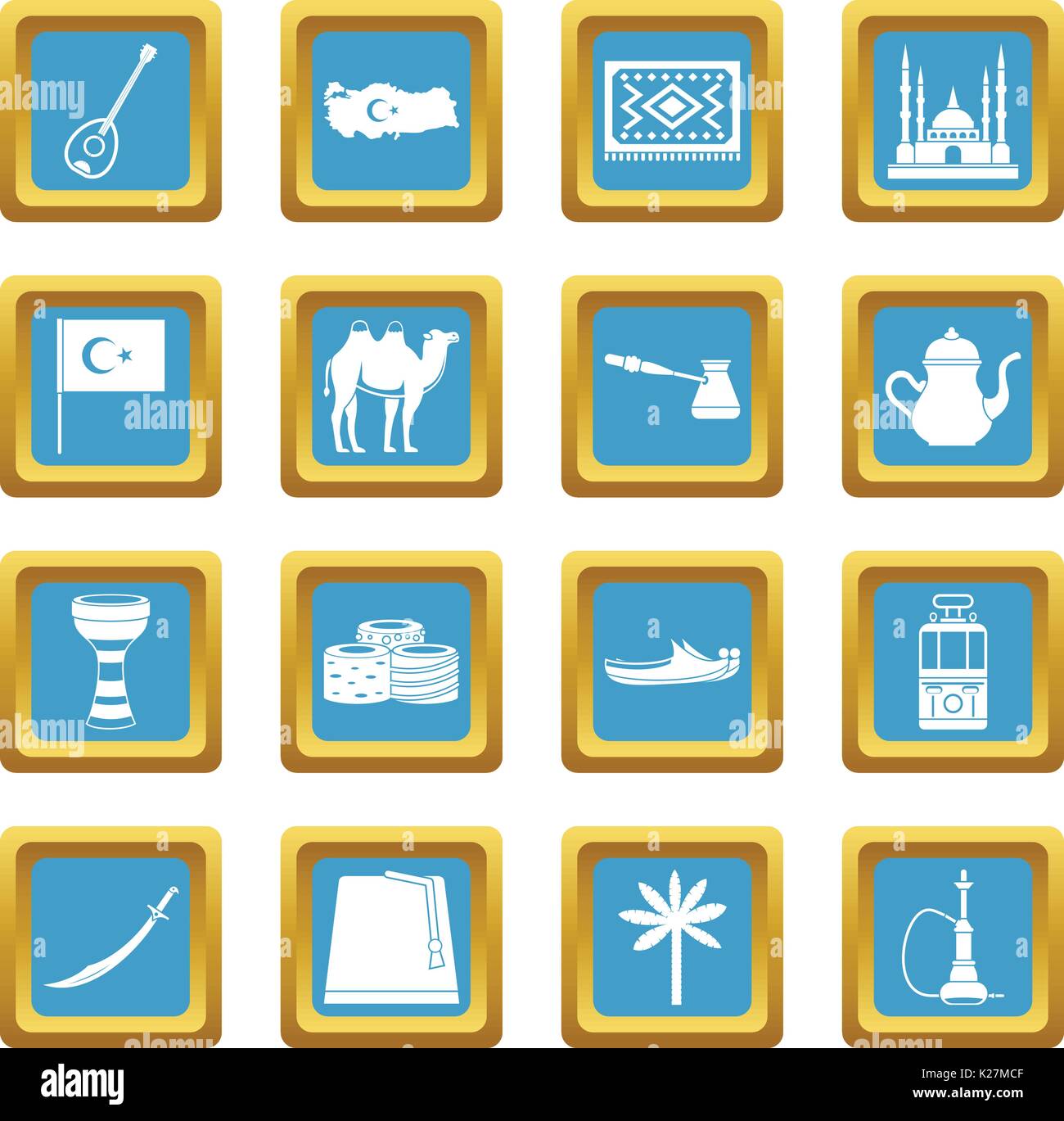 Turkey travel icons azure Stock Vector Image & Art - Alamy