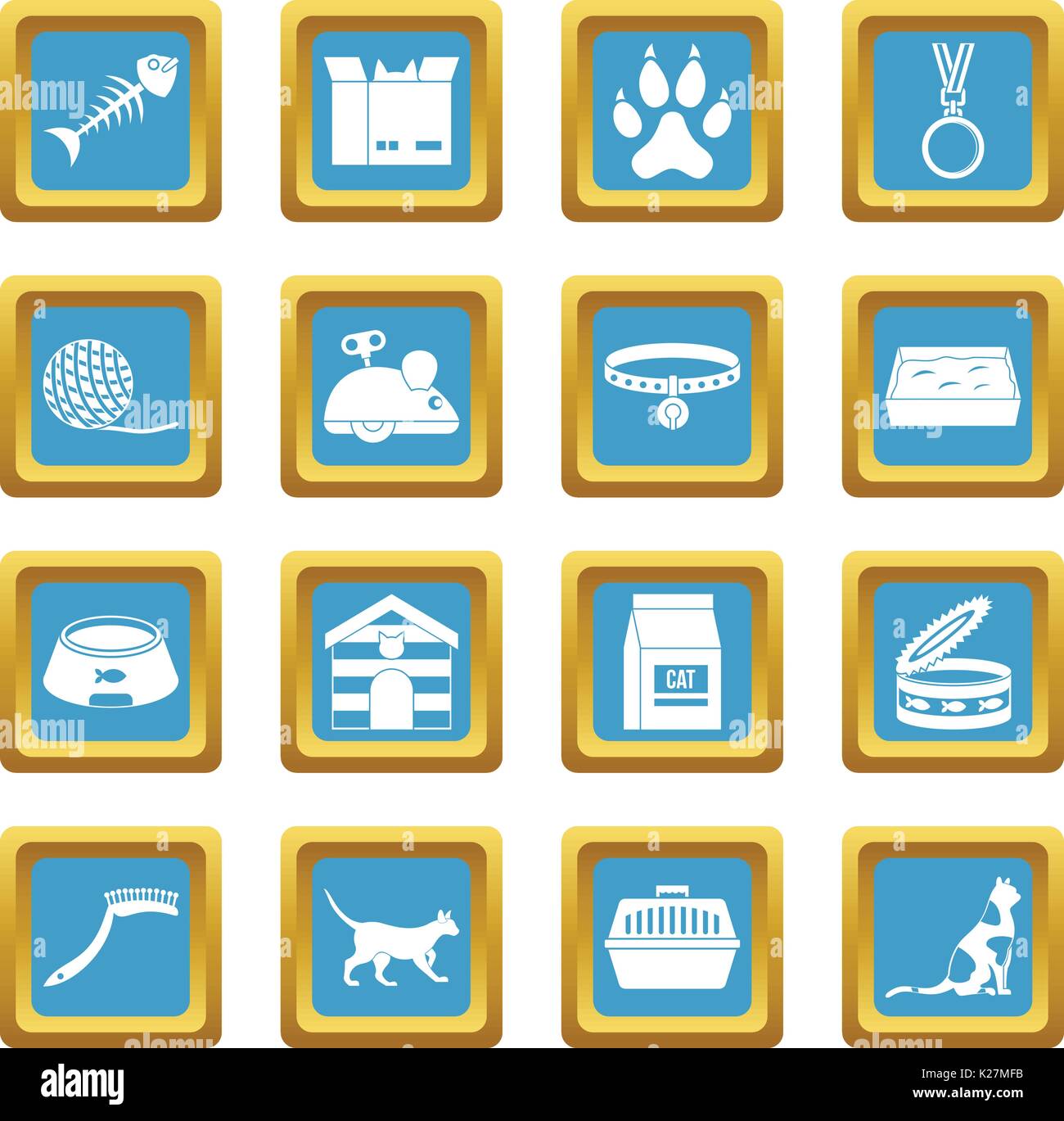 Cat care tools icons azure Stock Vector Image & Art - Alamy