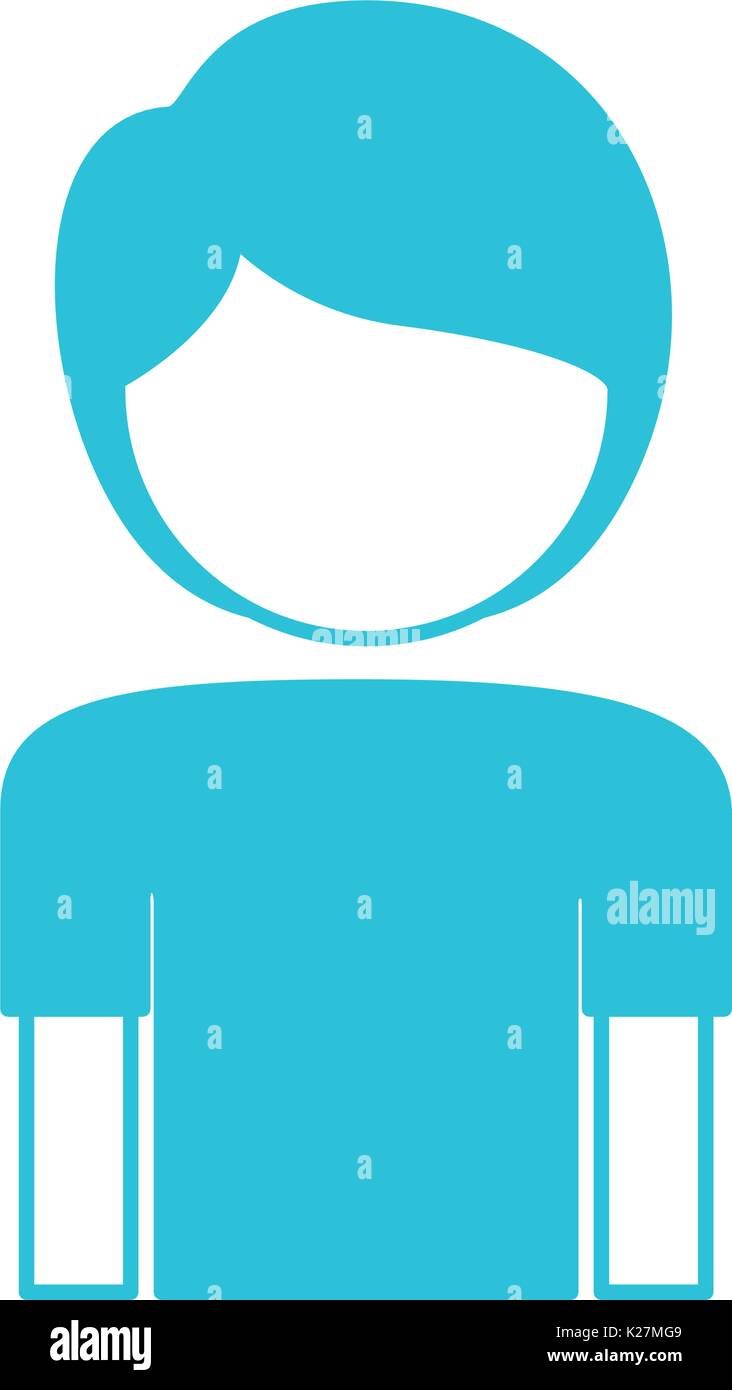 blue color silhouette of boy half body and faceless Stock Vector Image ...
