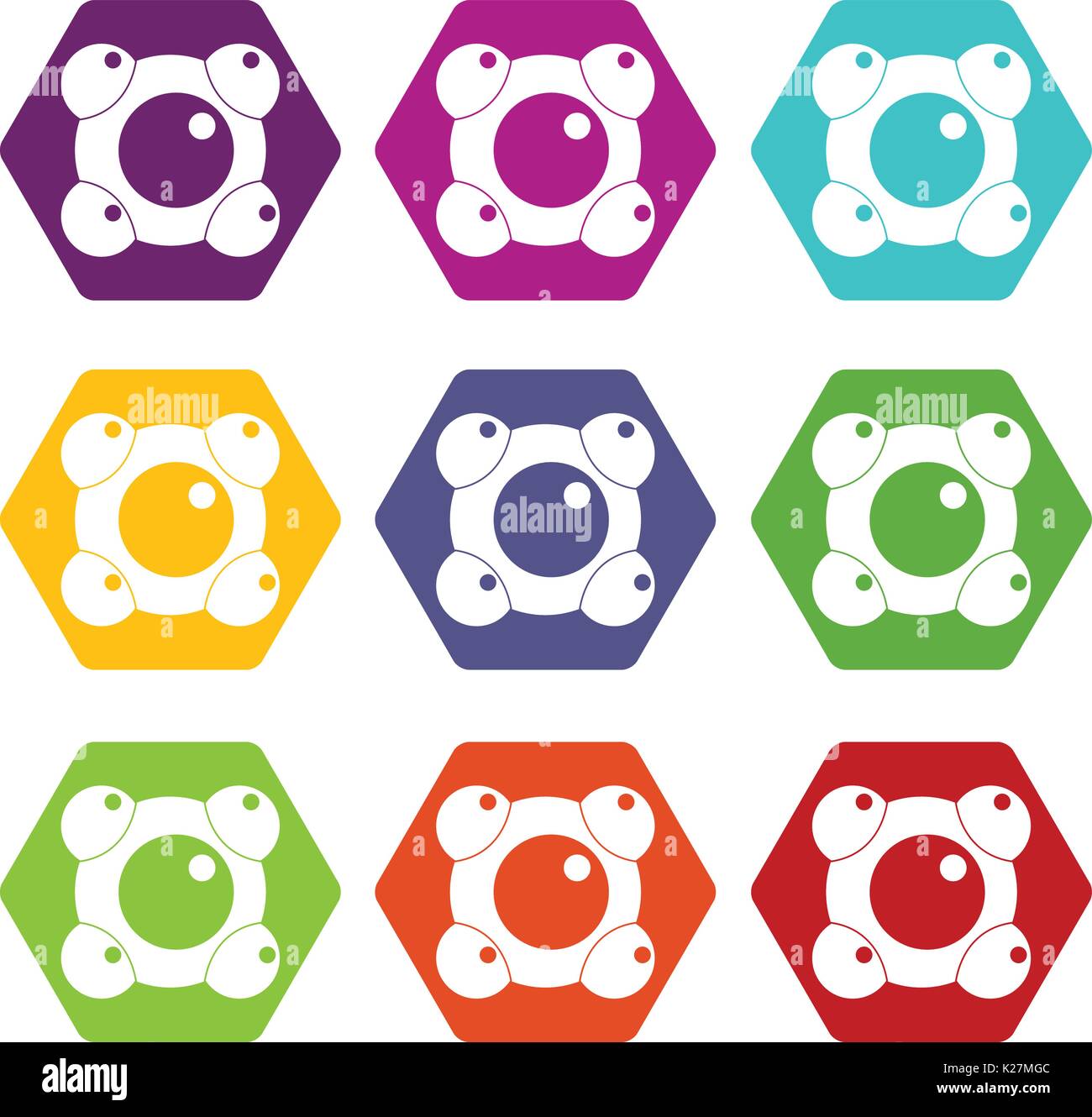 Chemical and physical molecules icon set color hexahedron Stock Vector Image & Art - Alamy