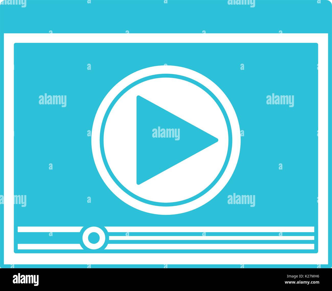 blue color silhouette of window with start playback icon Stock Vector ...