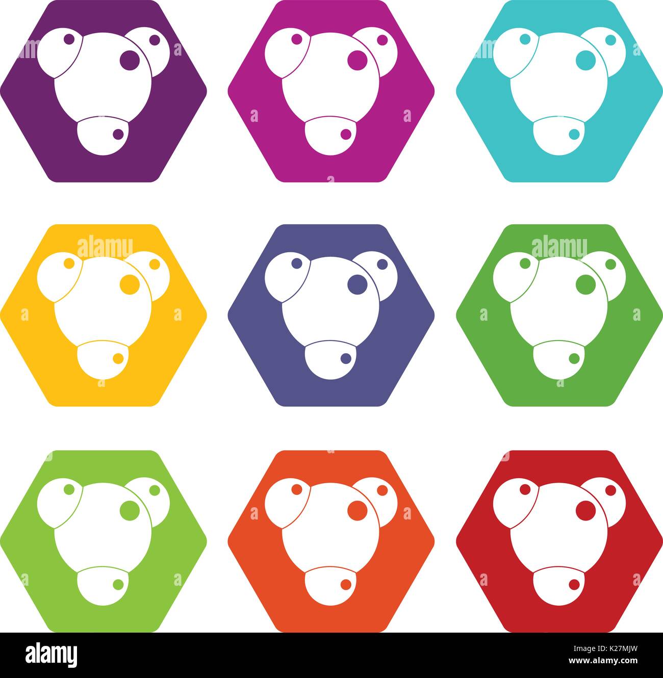 Chemical and physical molecules icon set color hexahedron Stock Vector ...