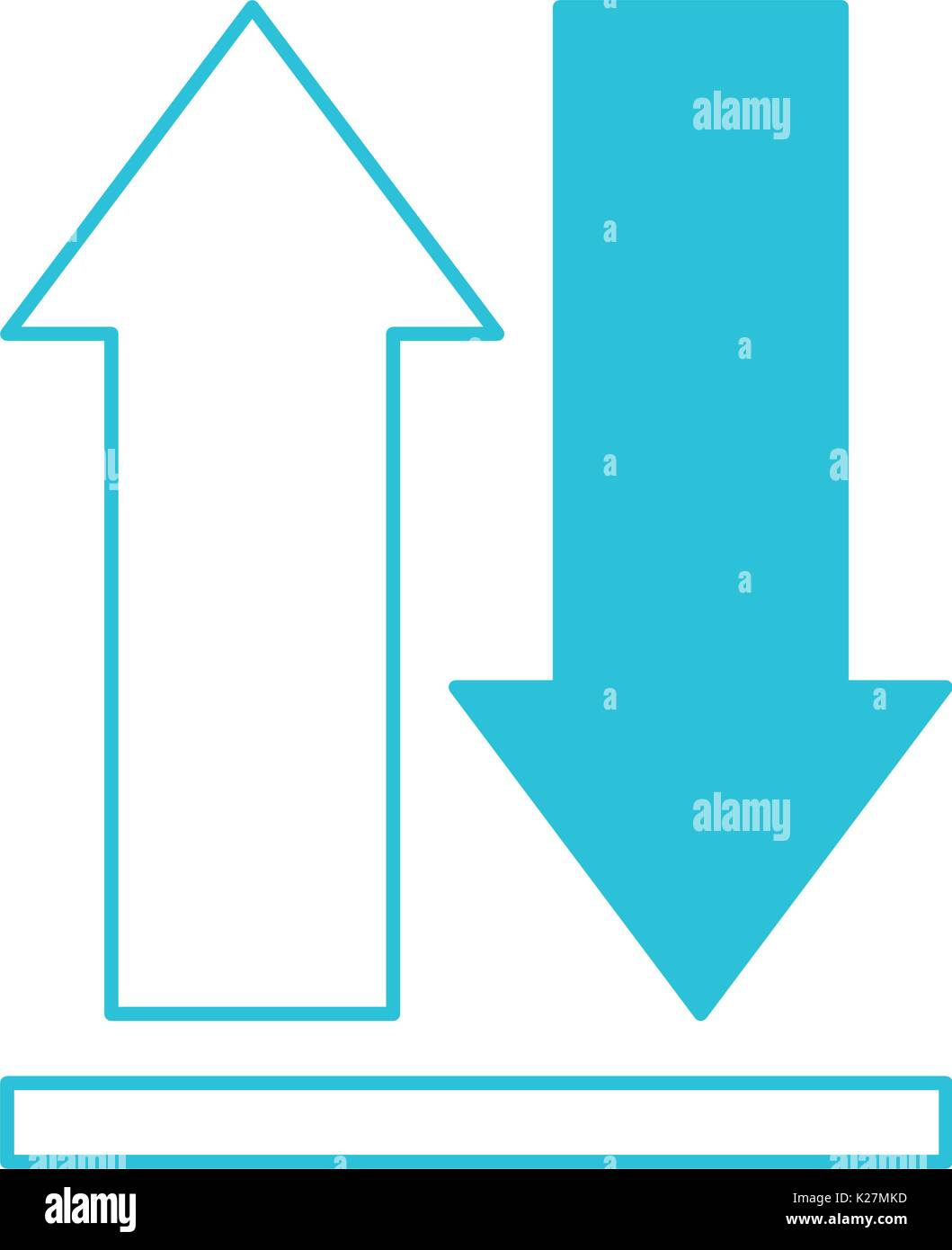 blue color silhouette of upload and download icons and progress bar ...