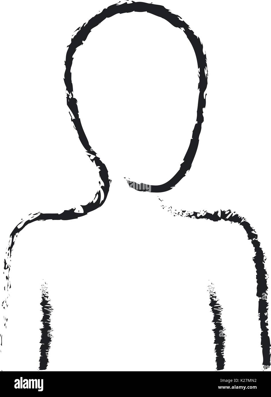 monochrome blurred silhouette of human half body and faceless Stock ...