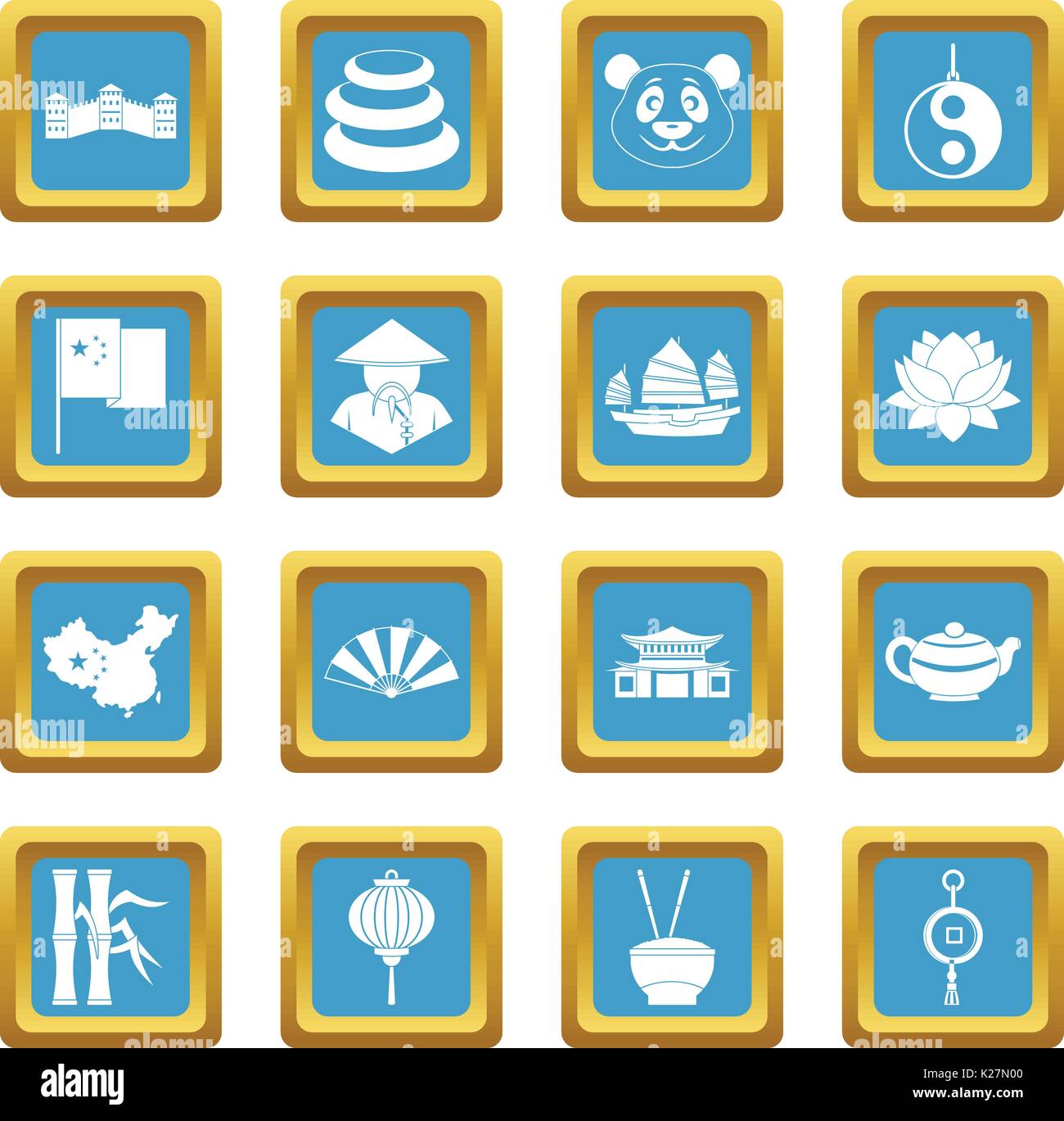 China travel symbols icons azure Stock Vector Image & Art - Alamy