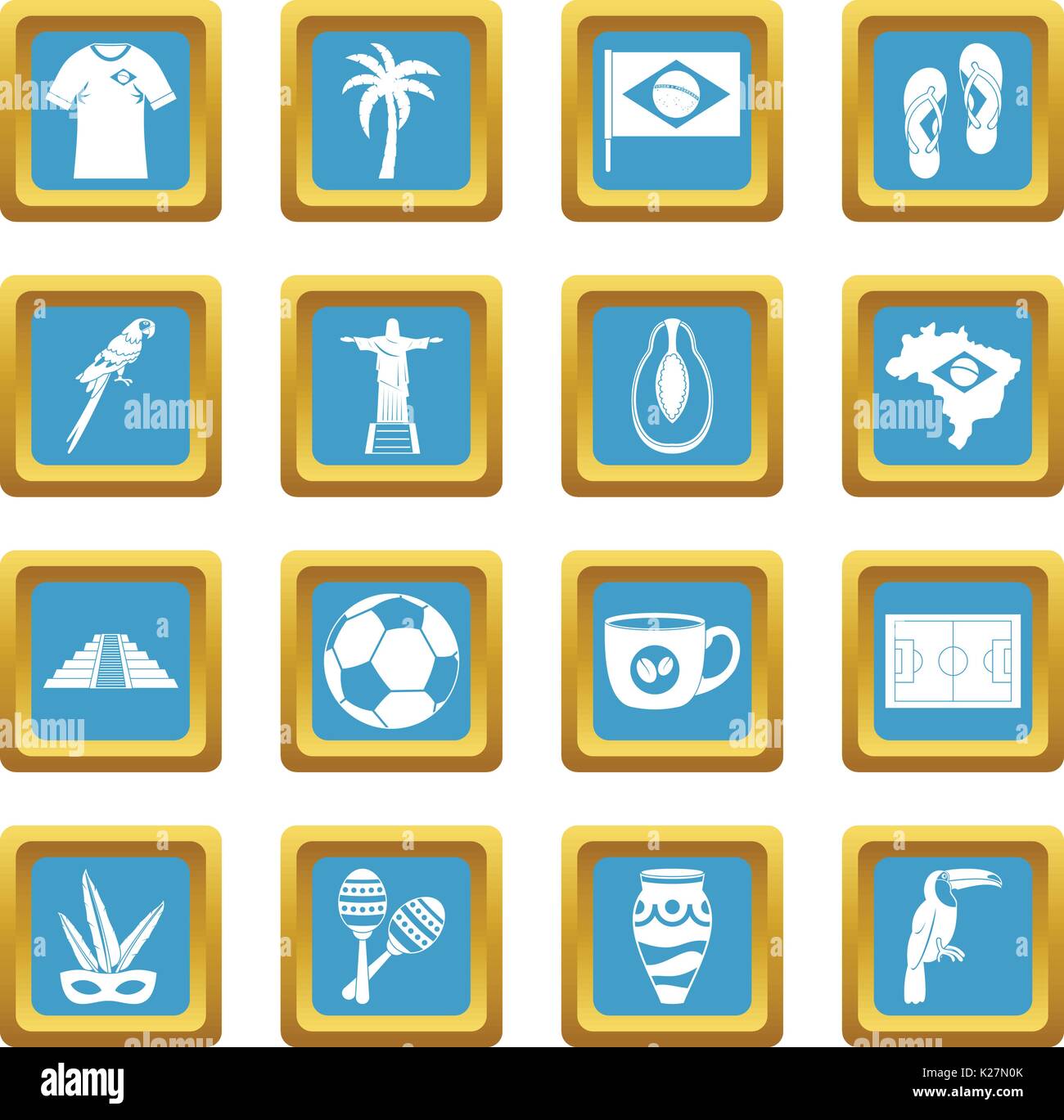 Brazil travel symbols icons azure Stock Vector Image & Art - Alamy