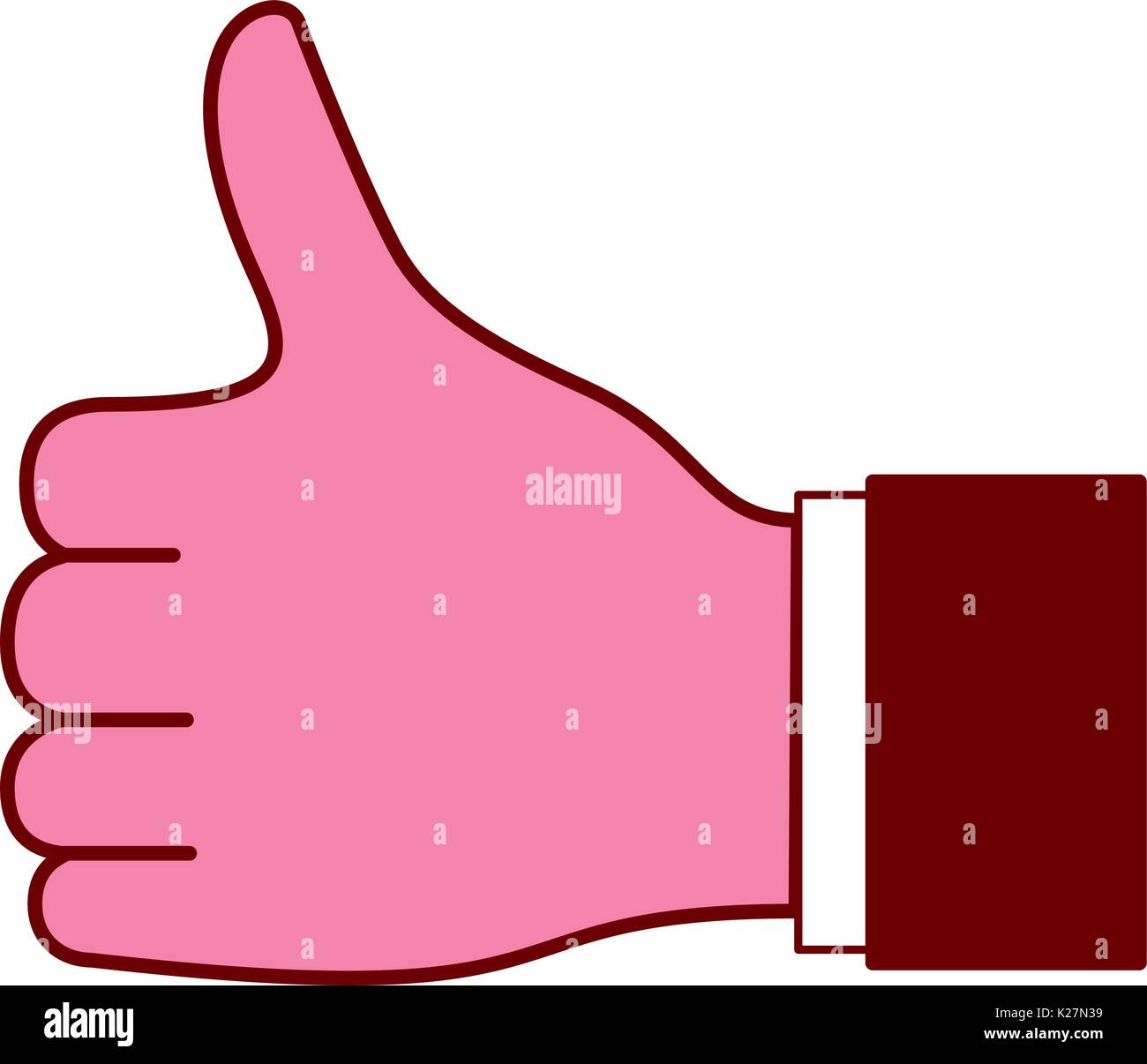 pink and scarlet red sections silhouette of left hand thumb up Stock ...