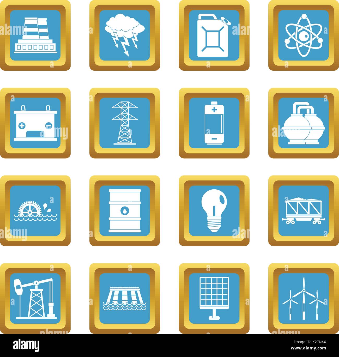 Energy sources items icons azure Stock Vector Image & Art - Alamy