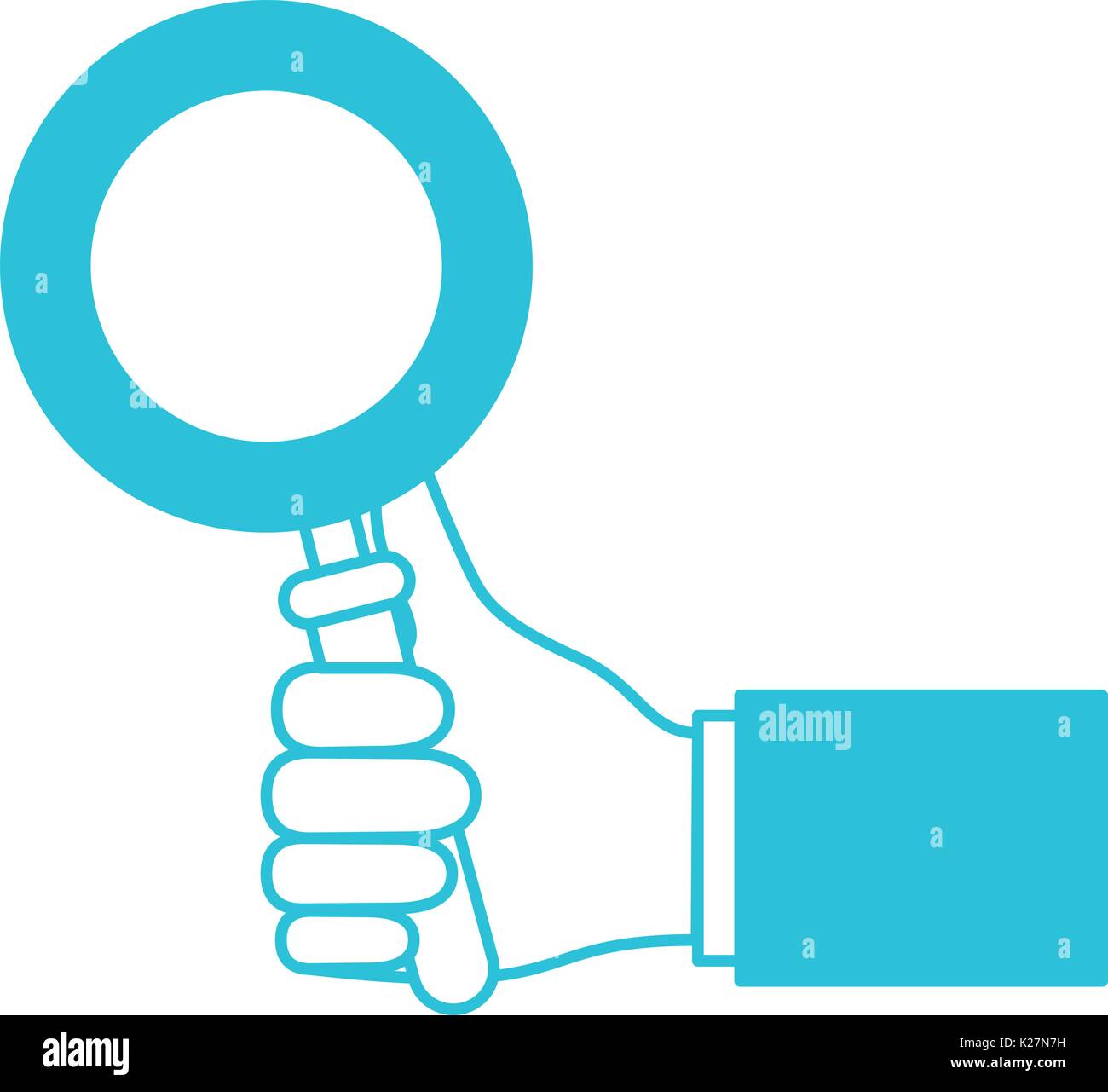 blue color silhouette of hand holding magnifying glass Stock Vector ...