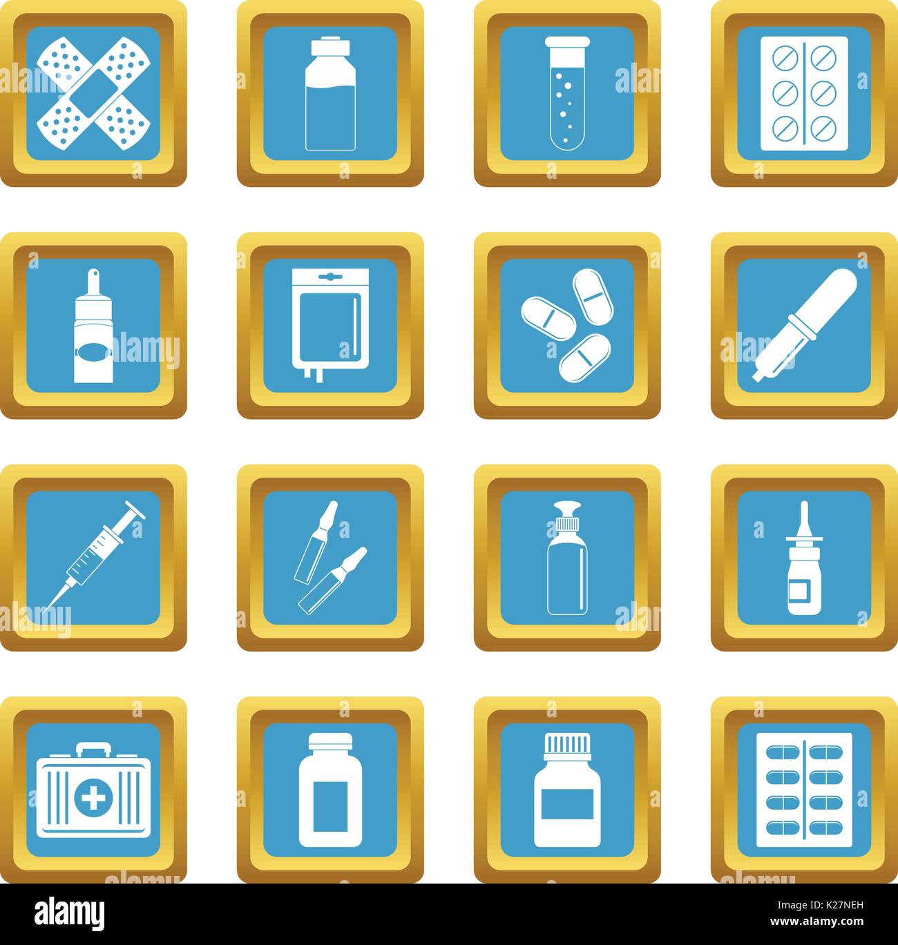 Different drugs icons azure Stock Vector Image & Art - Alamy