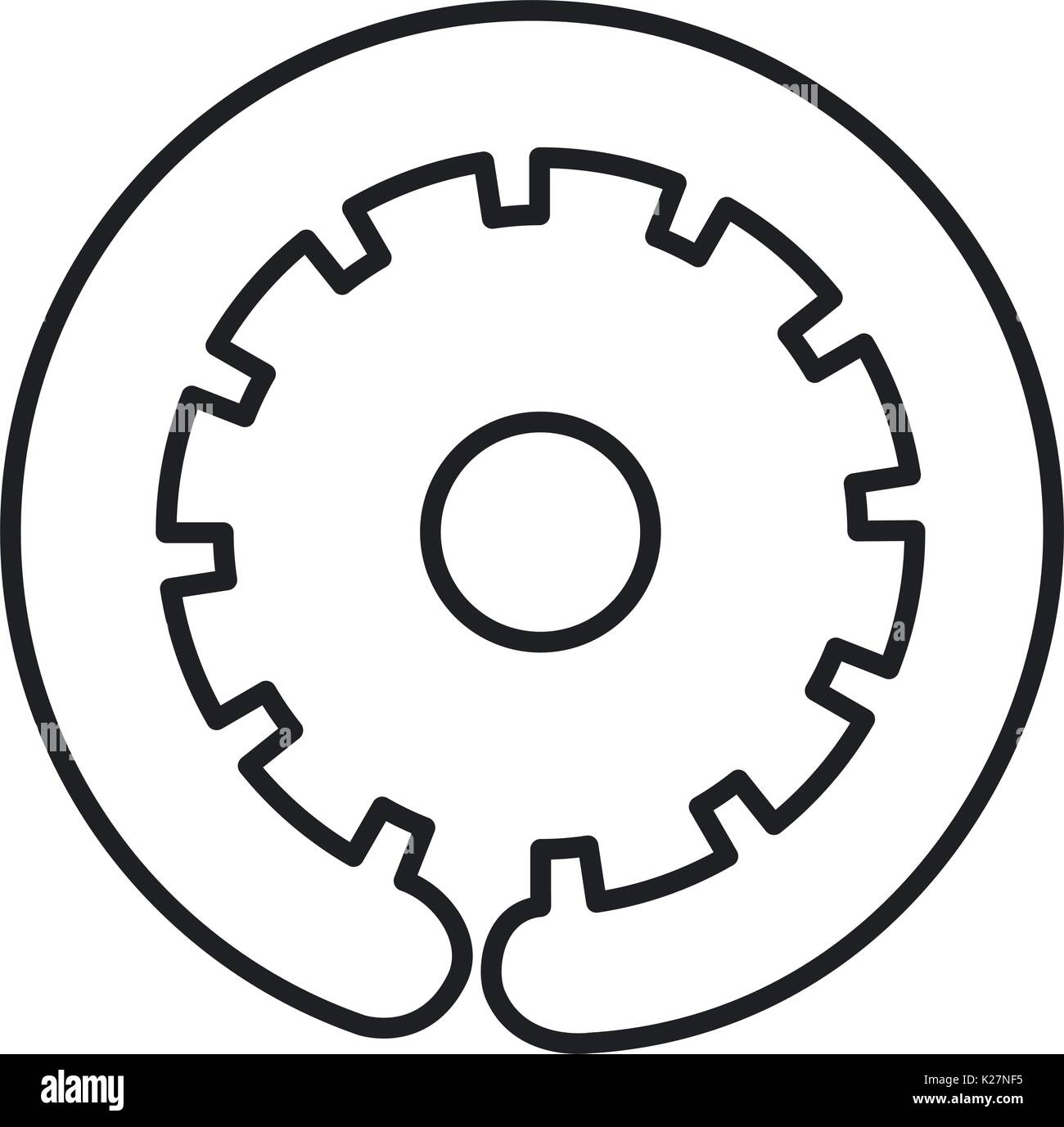 monochrome circular emblem silhouette of pinion icon Stock Vector Image ...