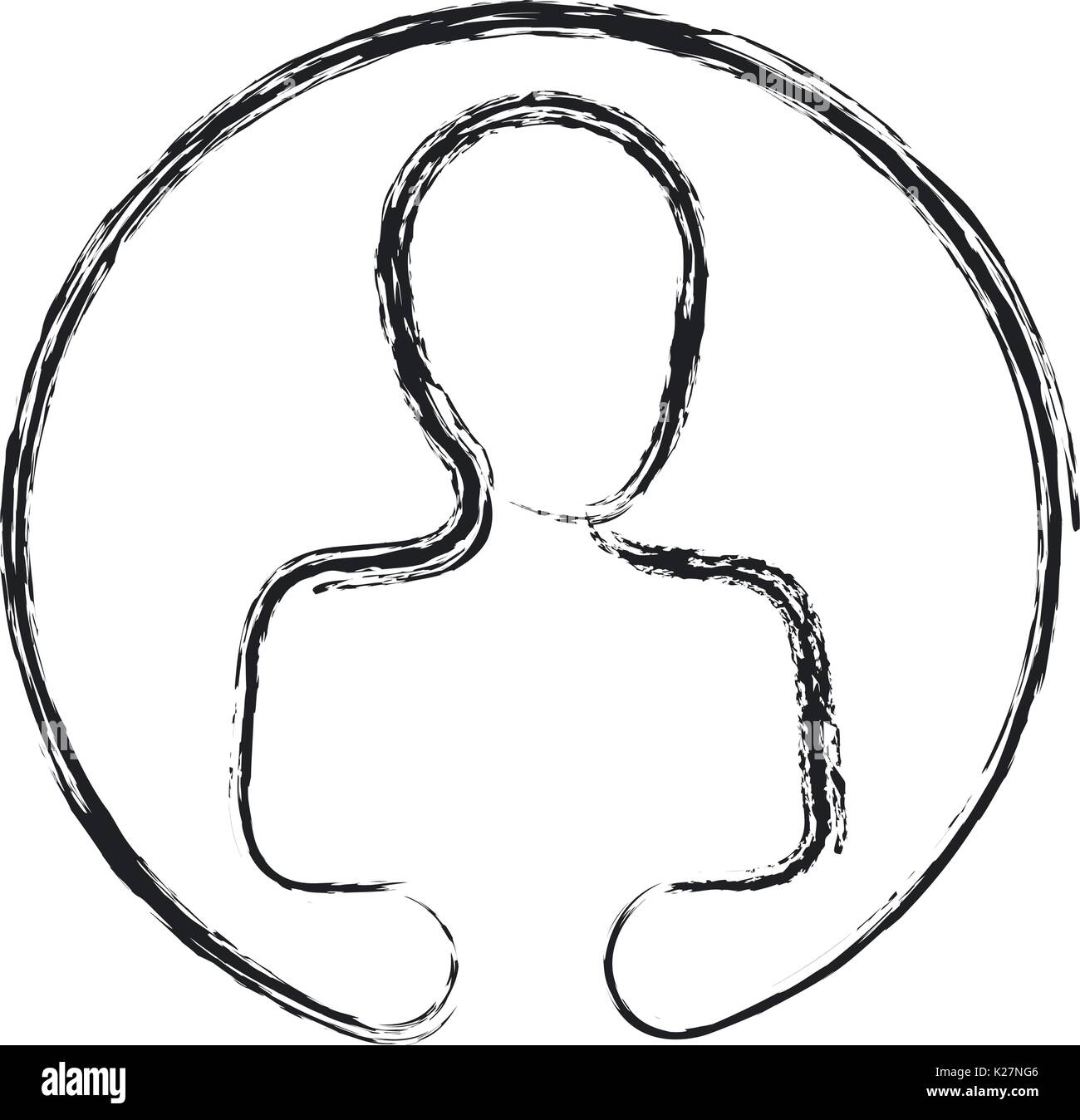 monochrome blurred circular emblem silhouette of human half body and ...