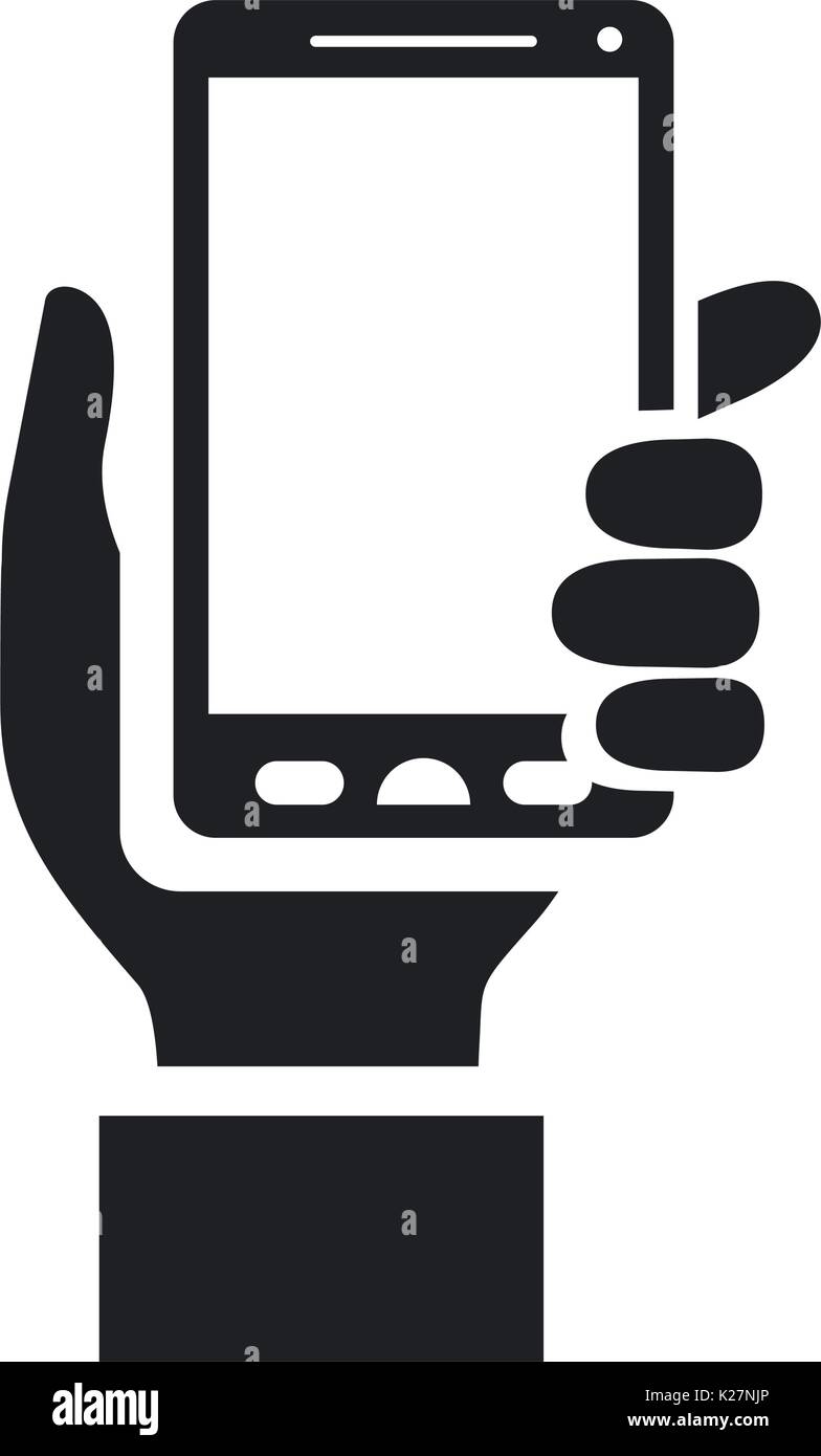 black silhouette of hand holding smartphone Stock Vector Image & Art ...