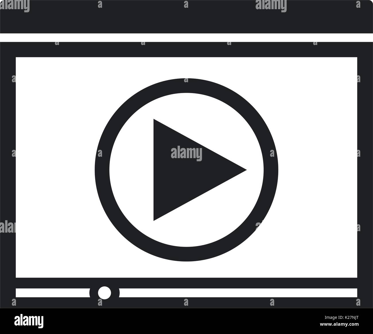 black silhouette of window with start playback icon Stock Vector Image ...