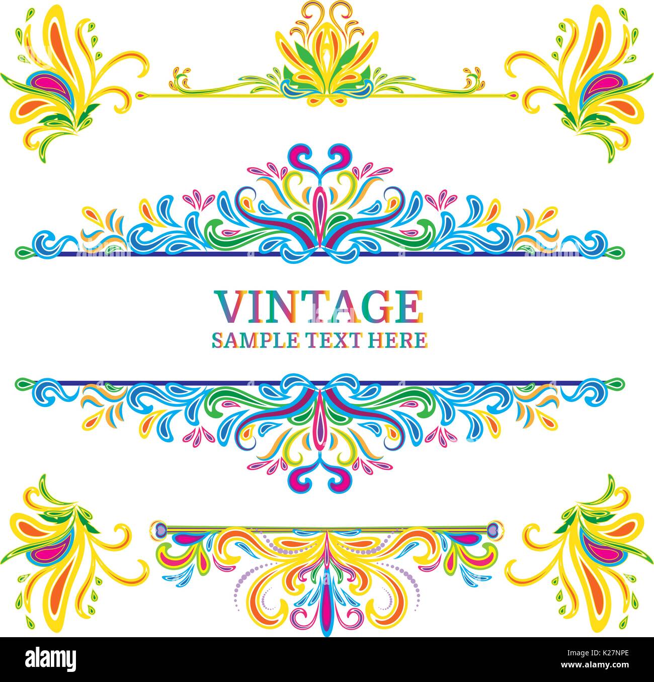 Multicolor Vector Decorations Elements Vintage Style Stock Vector Image ...