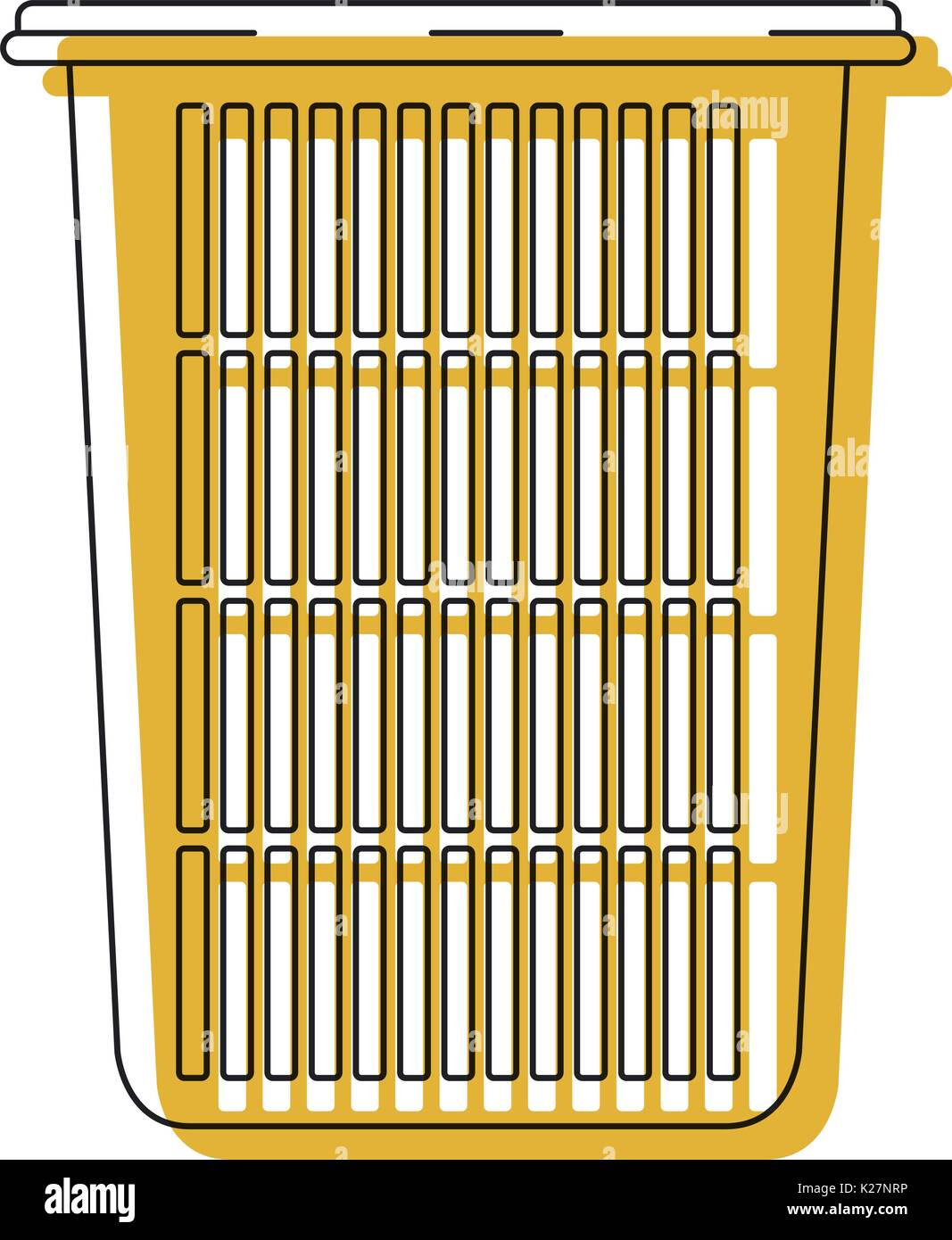 yellow watercolor silhouette of tall laundry basket without handles ...
