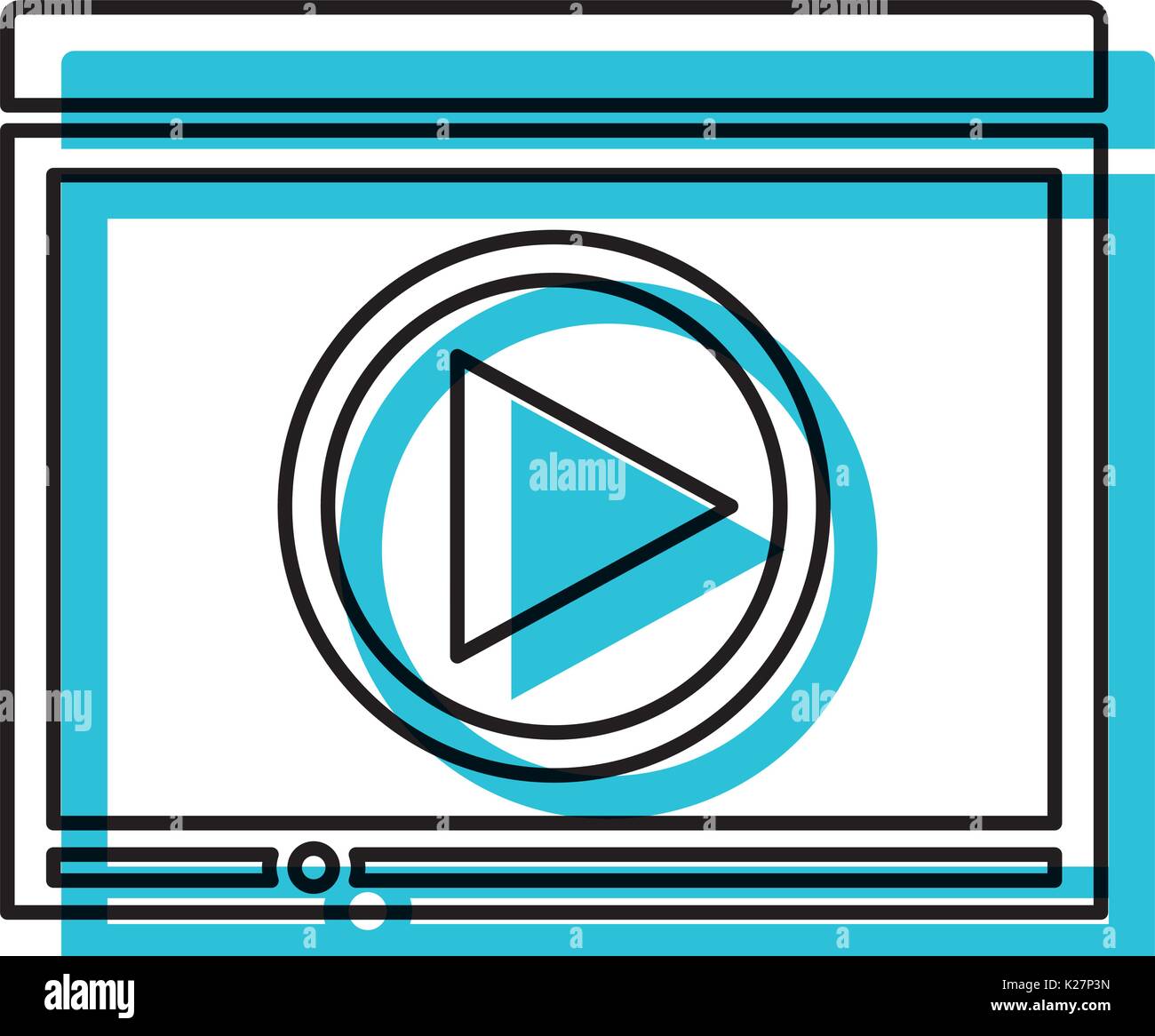 blue watercolor silhouette of window with start playback icon Stock ...