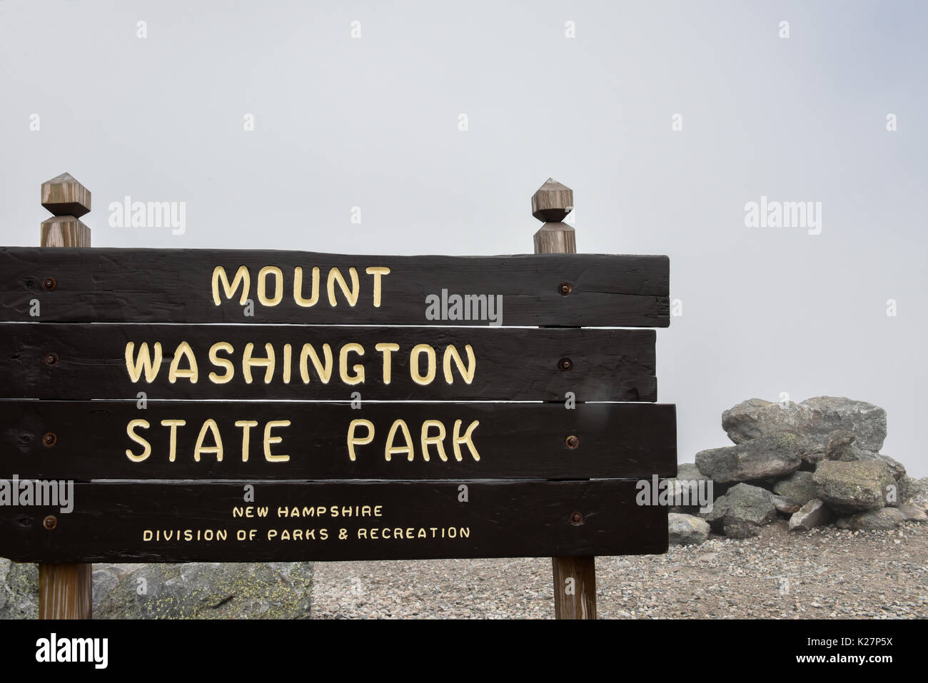 Fog and wind make visibility low on top of Mount Washington State Park ...