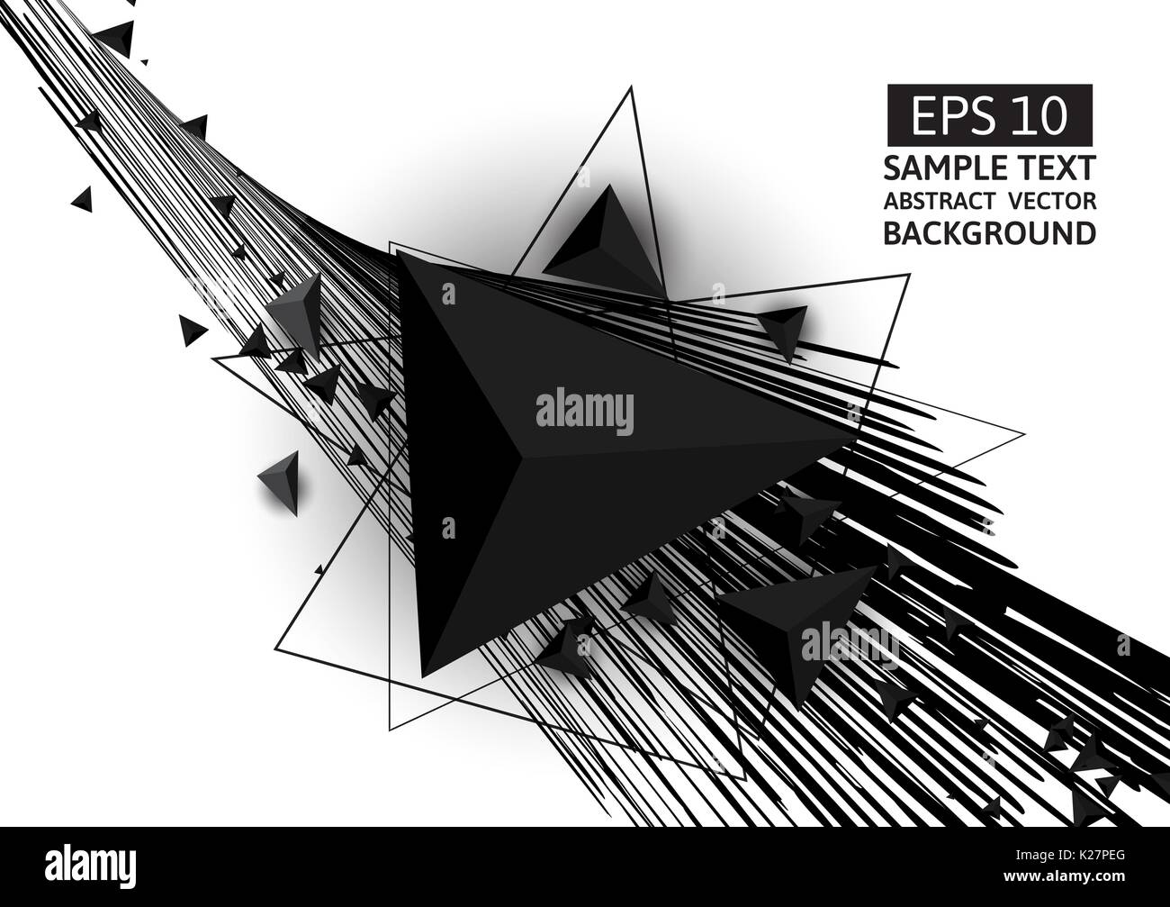 Black triangle and line abstract vector background with copy space ...