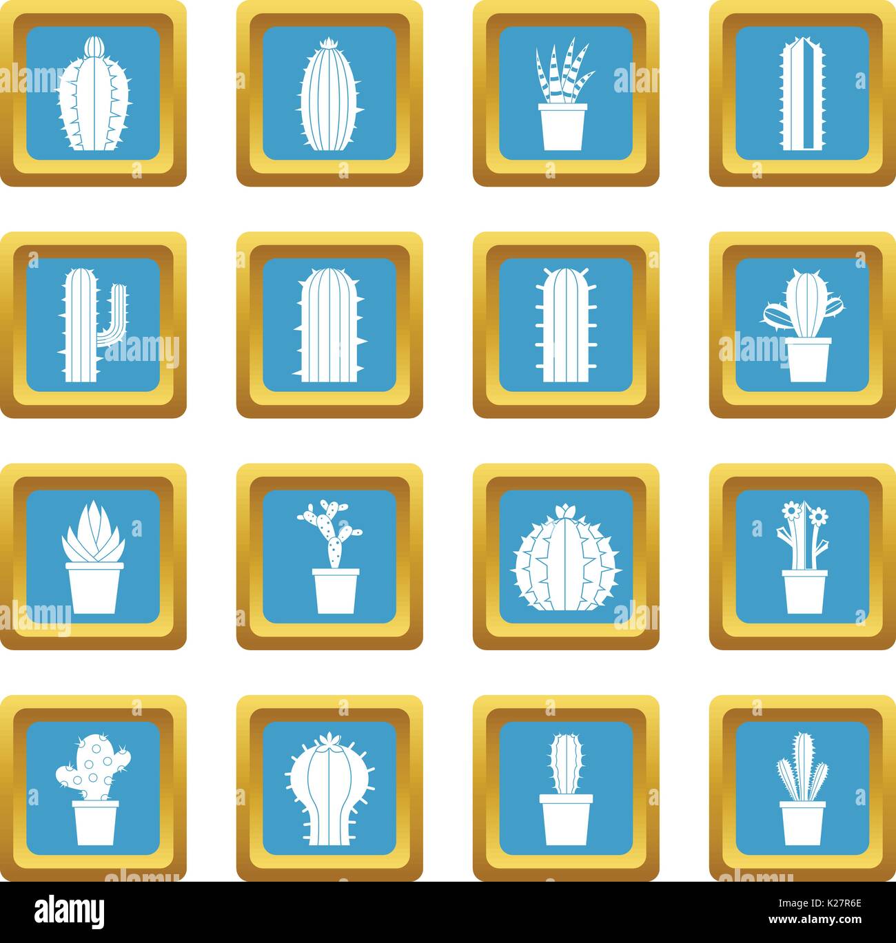Different cactuses icons azure Stock Vector Image & Art - Alamy
